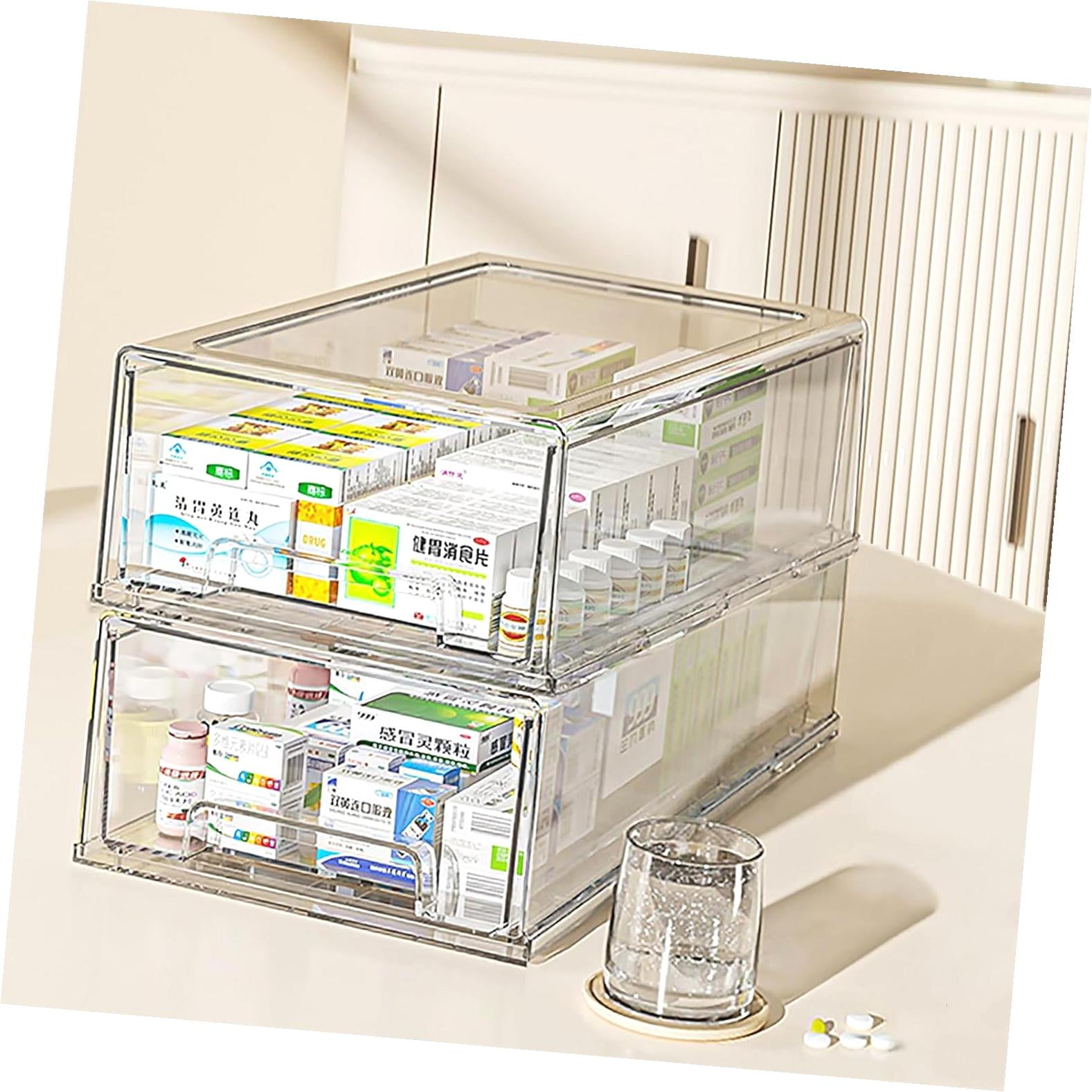 HYKE 2 Pack - Clear Pulling Drawer First Aid Kit Box for Bathroom ...