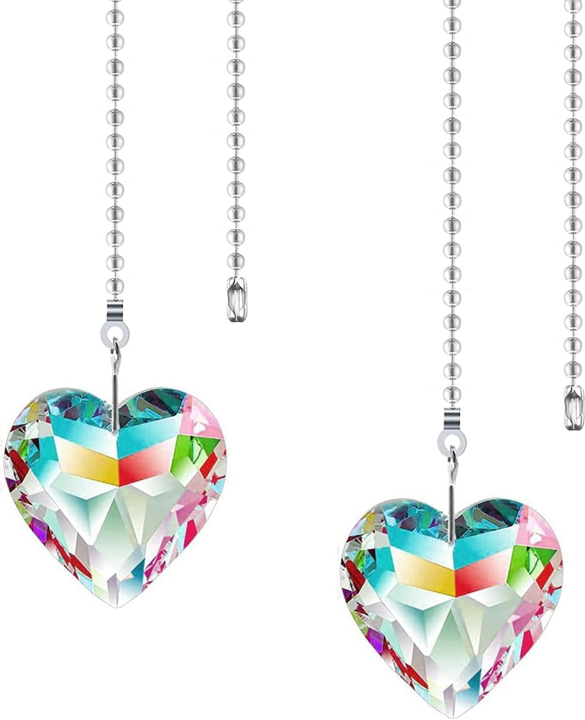 HYKE 2 Pack Crystal Heart Prism Ceiling Fan Pull Chain Extender ...