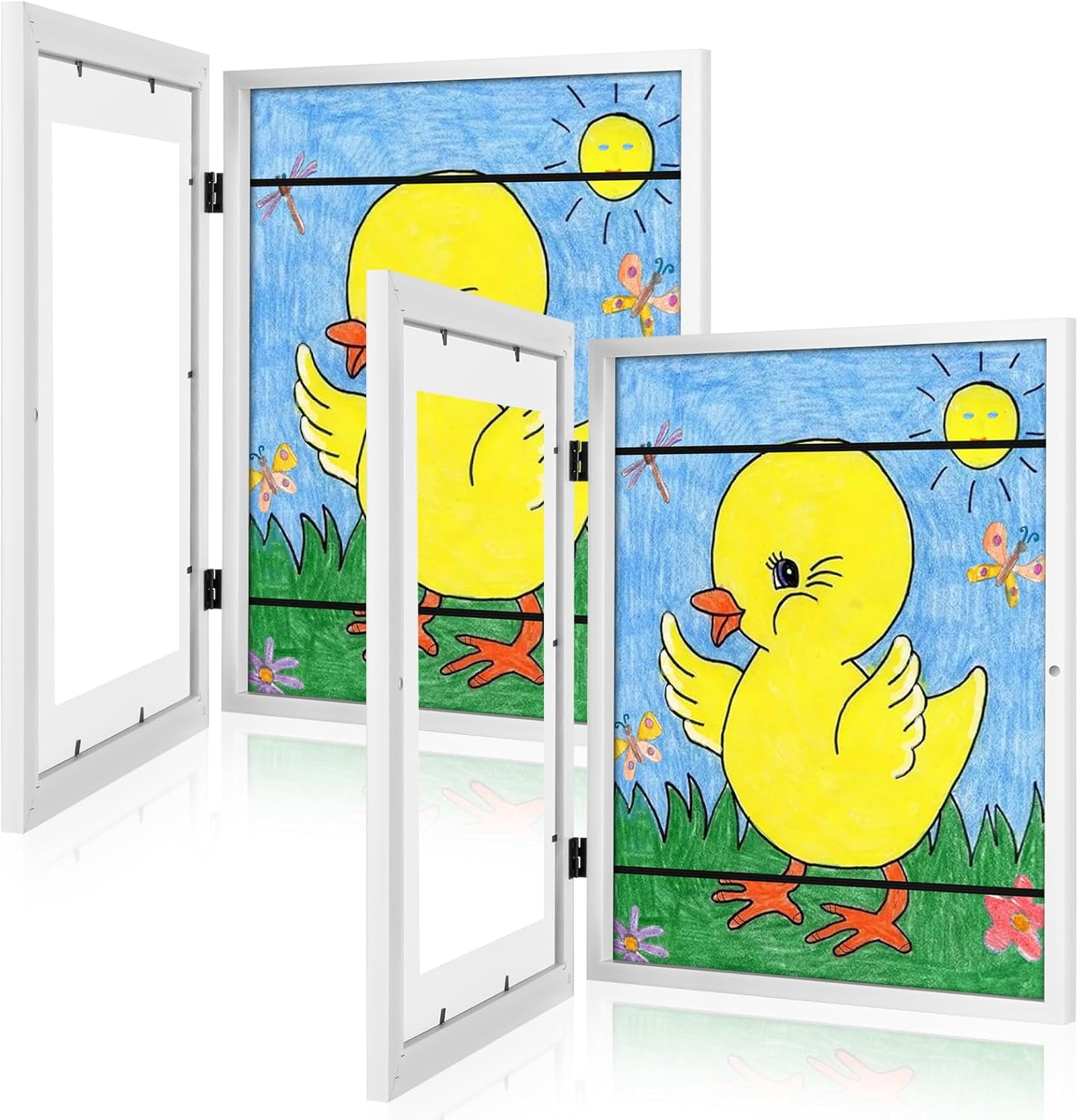 HYKE [2-Pack] Kids Art Frames, 10x12.5 Front Opening Kids Artwork Frames Changeable, White ...