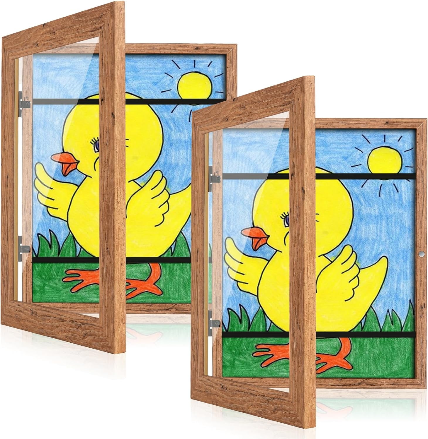 HYKE [2-Pack] Kids Art Frames, 8.5x11 Front Opening Kids Artwork Frames Changeable, D Woodgrain ...