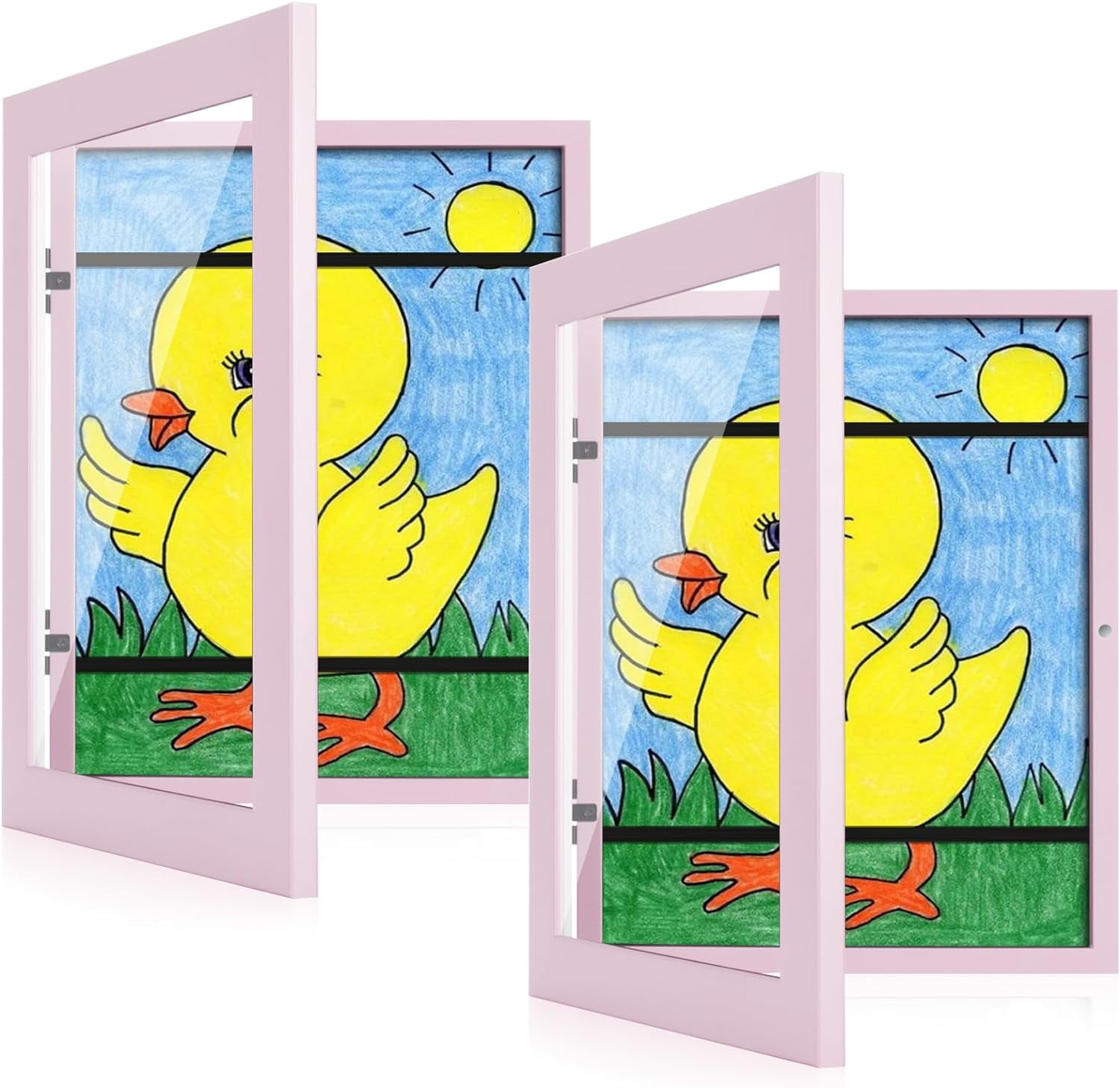 HYKE [2-Pack] Kids Art Frames, 8.5x11 Front Opening Kids Artwork Frames Changeable, Pink Artwork ...