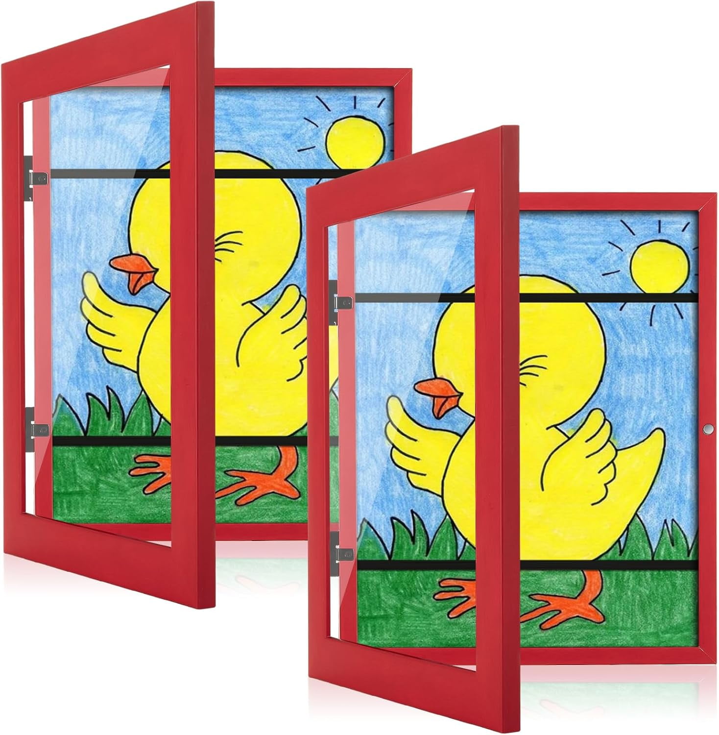 HYKE [2-Pack] Kids Art Frames, 8.5x11 Front Opening Kids Artwork Frames Changeable, Red Artwork ...