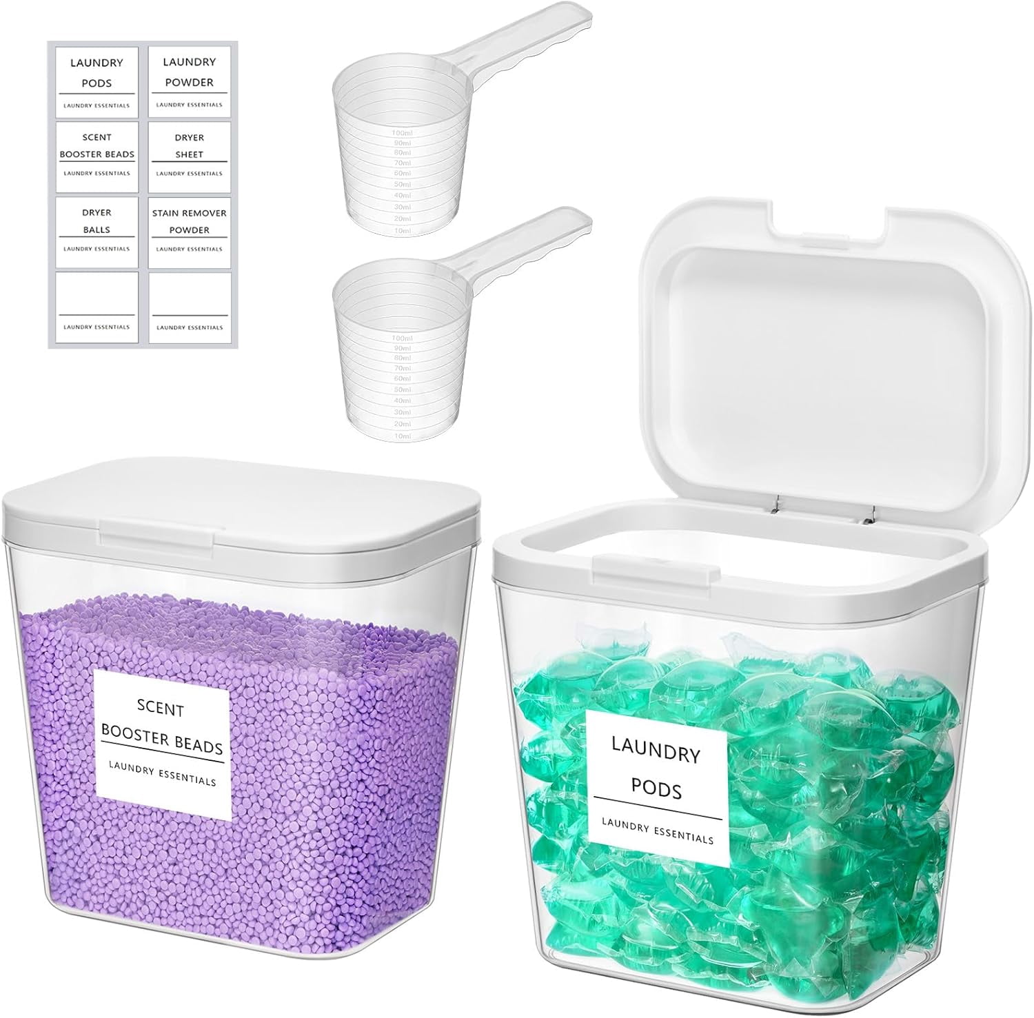 HYKE 2 Pack Laundry Pods container with Labels and Measuring Scoops ...