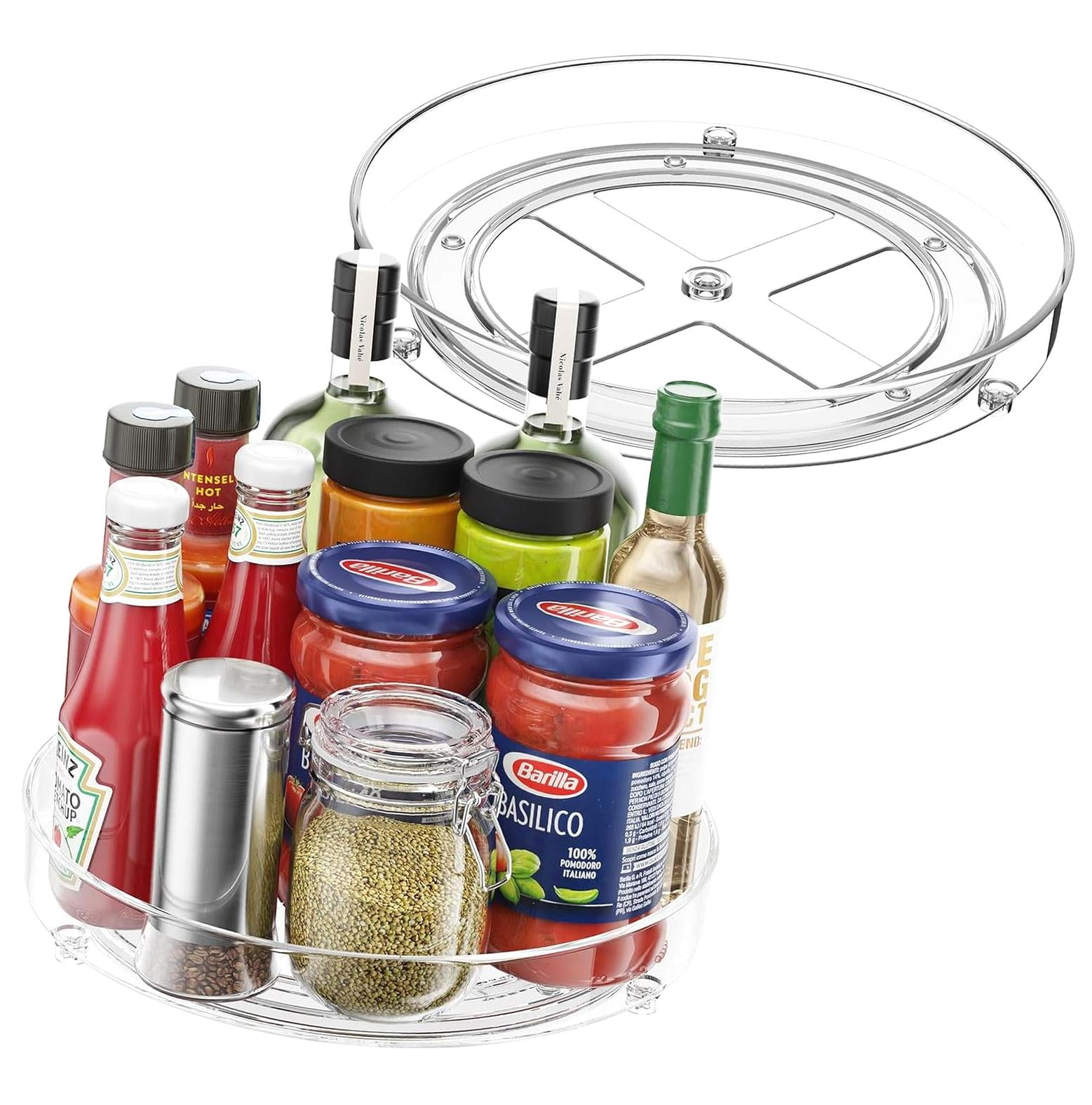 HYKE 2 Pack Lazy Susan Organizer, 11 Inch Lazy Susan Turntable for Cabinet, Turntable Organizer ...