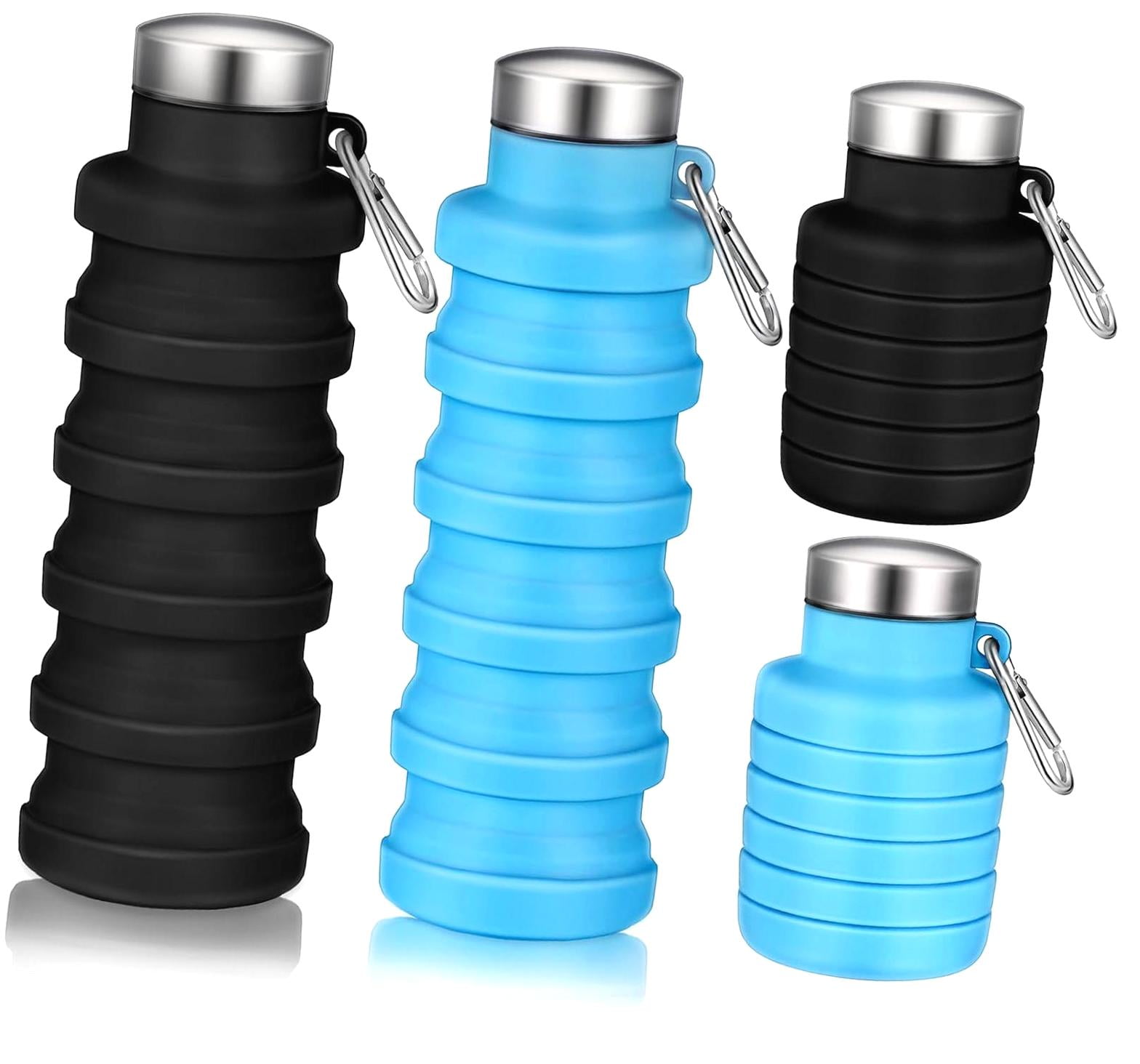 HYKE 2 Pcs Collapsible 17oz Silicone Travel Foldable Portable Water Bottle with Buckle Silicone ...