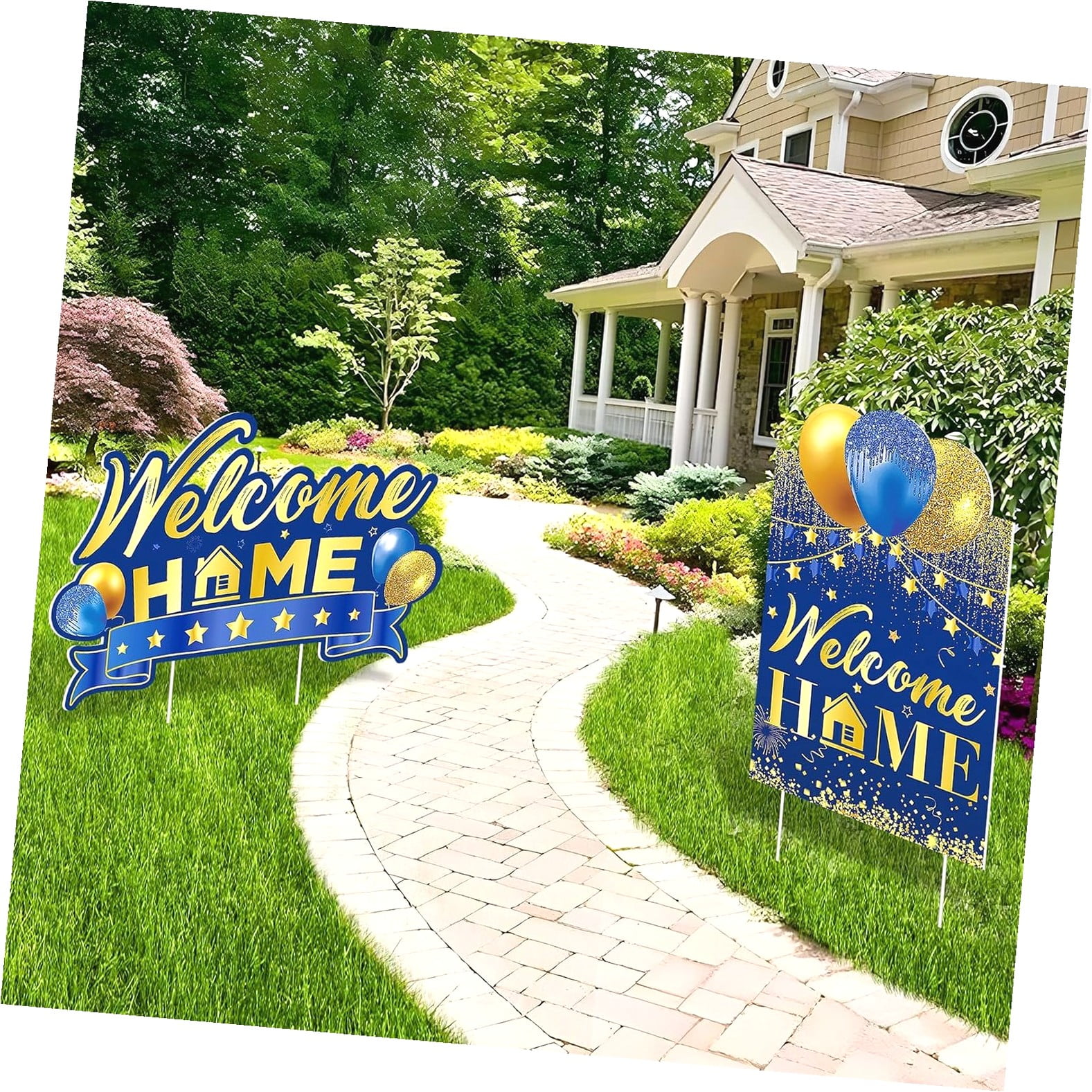 HYKE 2-Piece Yard Sign Decorations, Blue Lawn Signs with Stakes ...