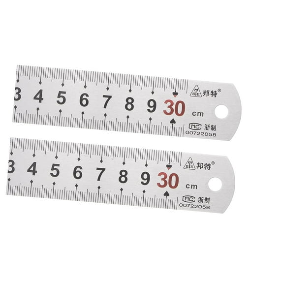 HYKE 2 Pieces Steel Ruler 12-inch/30cm Metal Rulers 1 Inch, Inch and ...