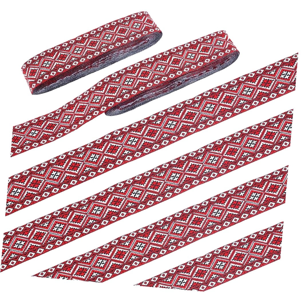 HYKE 2 Rolls 15 Yards Embroidered , Ethnic , 1. Inch Rhombus Embroidery ...