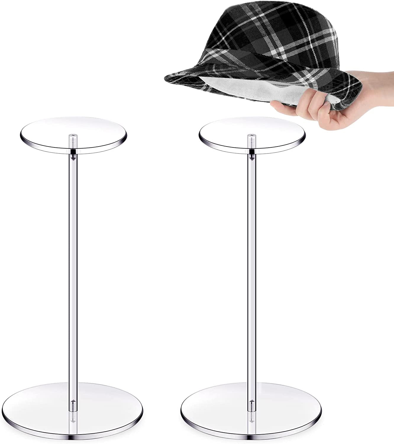 HYKE 2 Set Clear Acrylic Hat Stands and Wig Display Rack Stands for ...