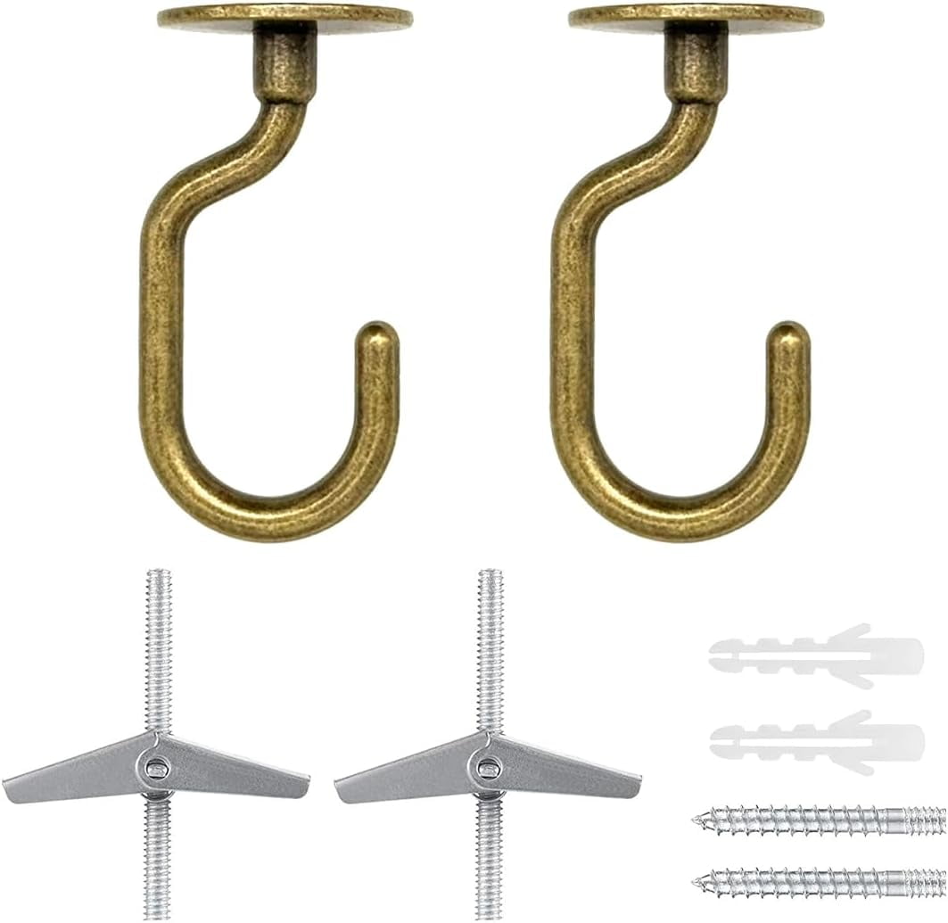 HYKE 2 Sets Large Swag Ceiling Hooks Heavy Duty Swag Hook with Hardware ...