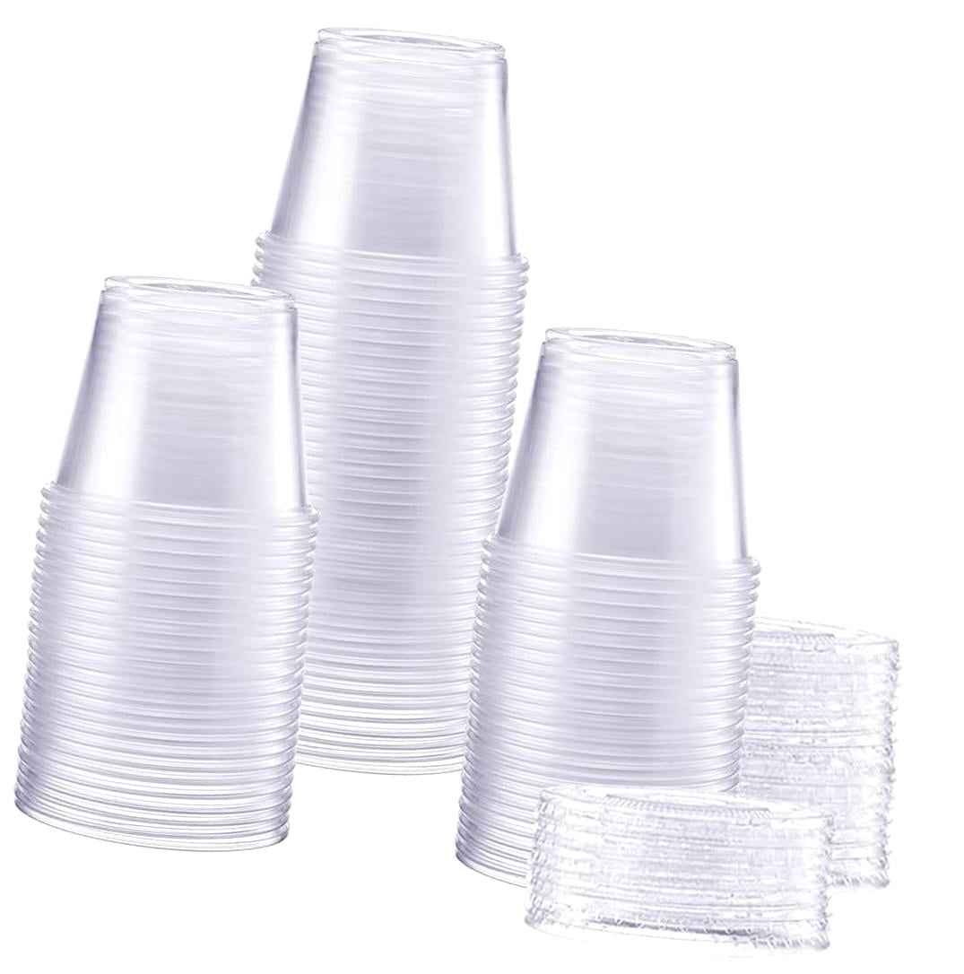 HYKE [2 oz. - 100 Count Clear Plastic Portion Cups with Lids - Soufflé ...