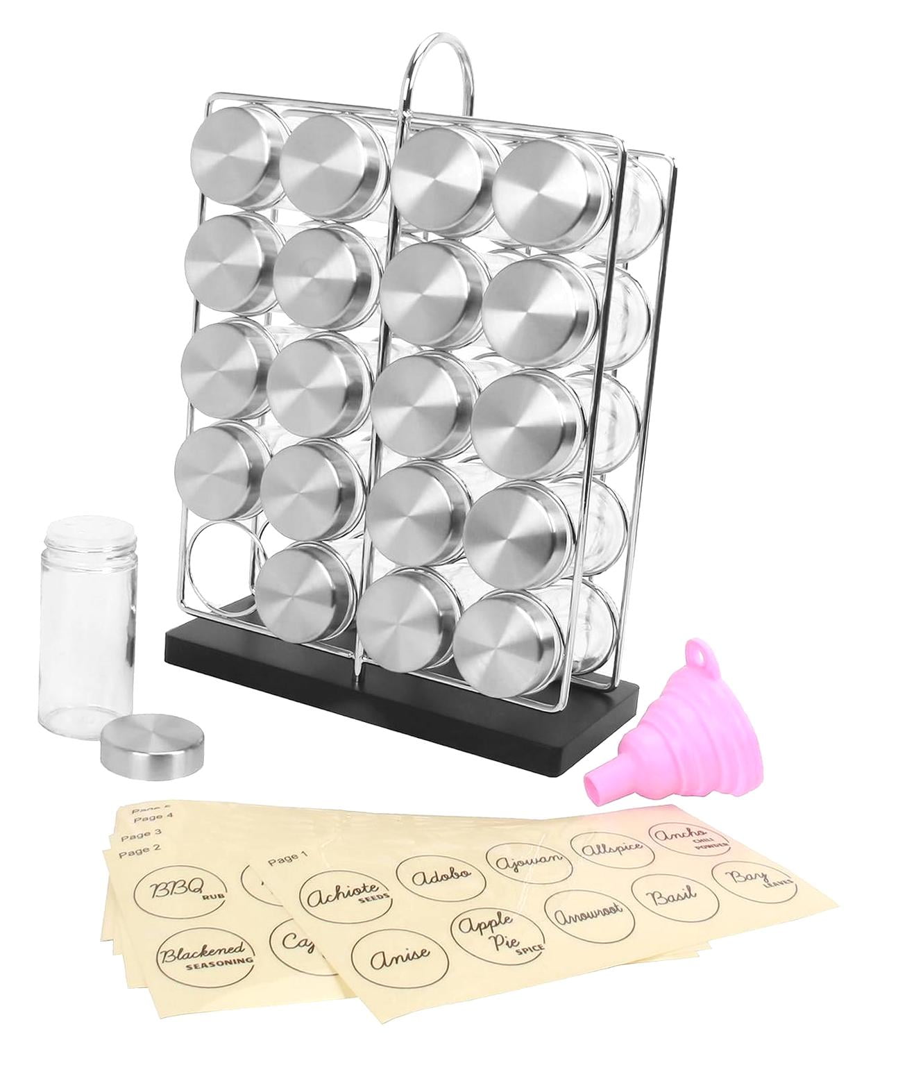 HYKE 20 Jar Chrome Wire Spice Rack with Base | Comes with Silicone ...