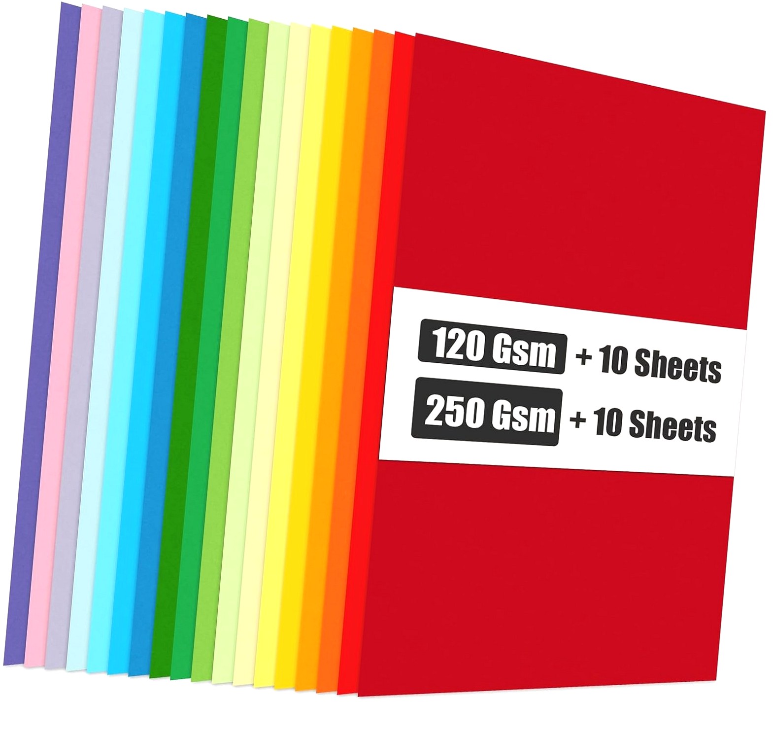 HYKE 20-Piece Colored Paper Set, 10 of 120gsm Paper and 10 of 250gsm ...