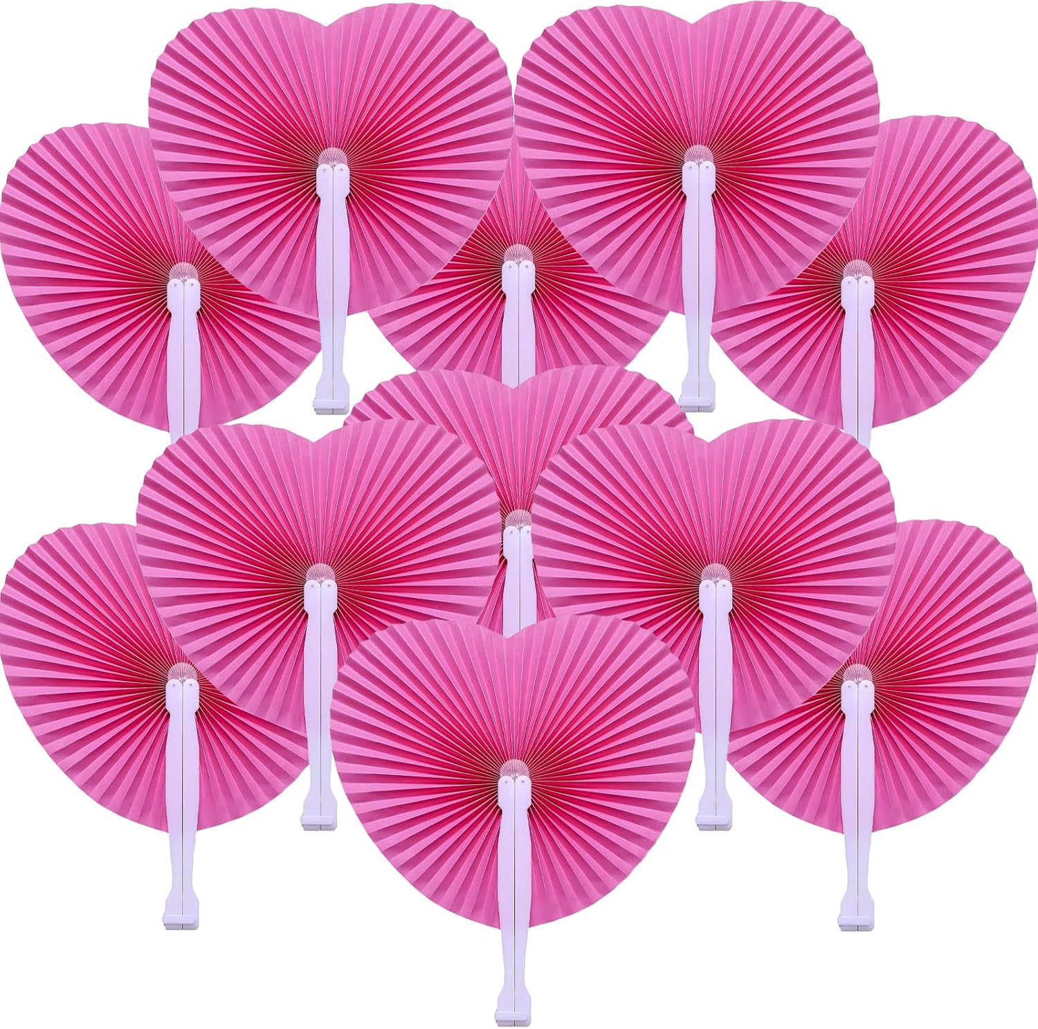 HYKE 20 Pieces Folding Paper Hand Fans Handheld,Pink Heart Decorative ...
