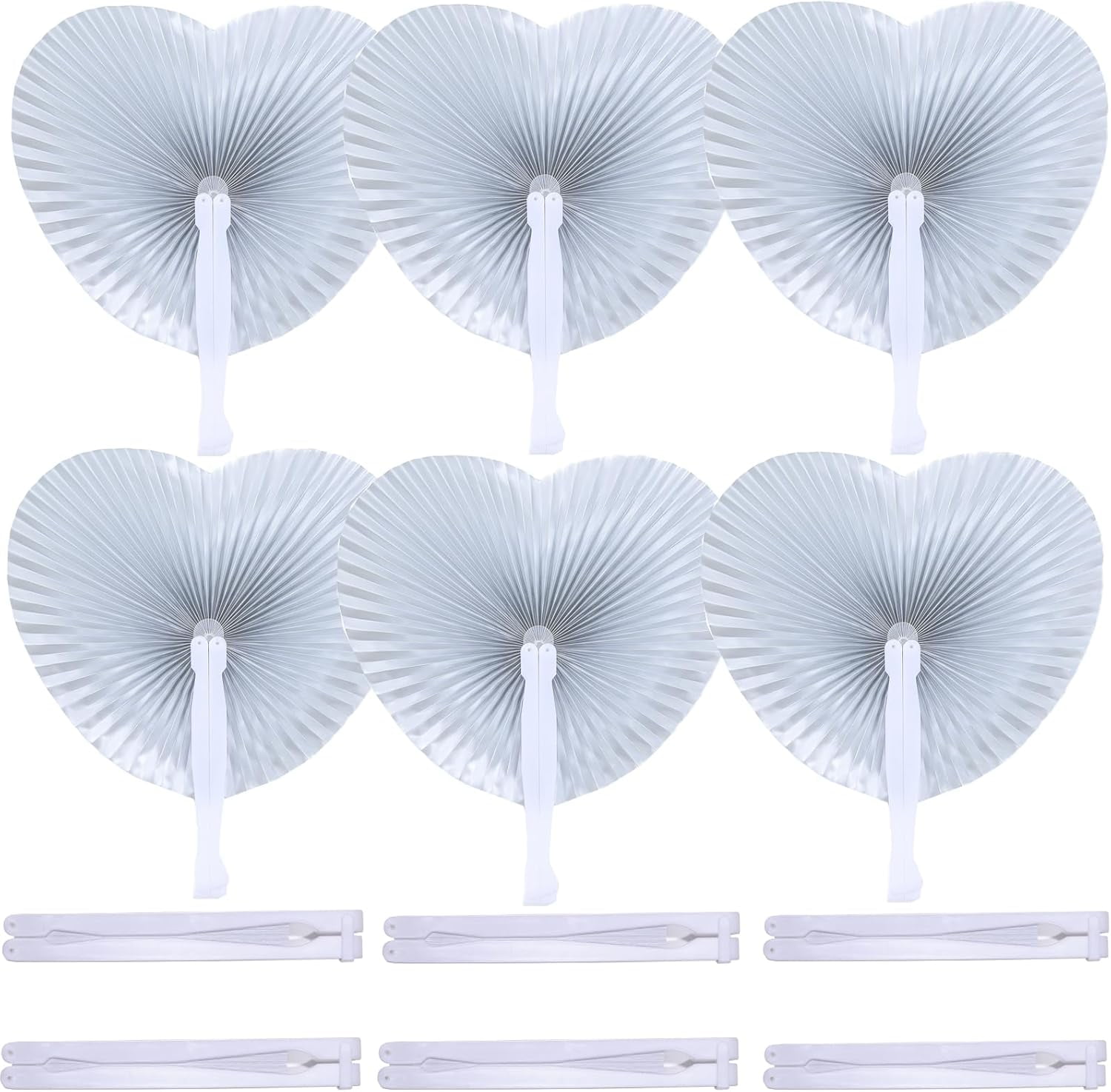 HYKE 20 Pieces Folding Paper Hand Fans Handheld,Silver Heart Decorative ...