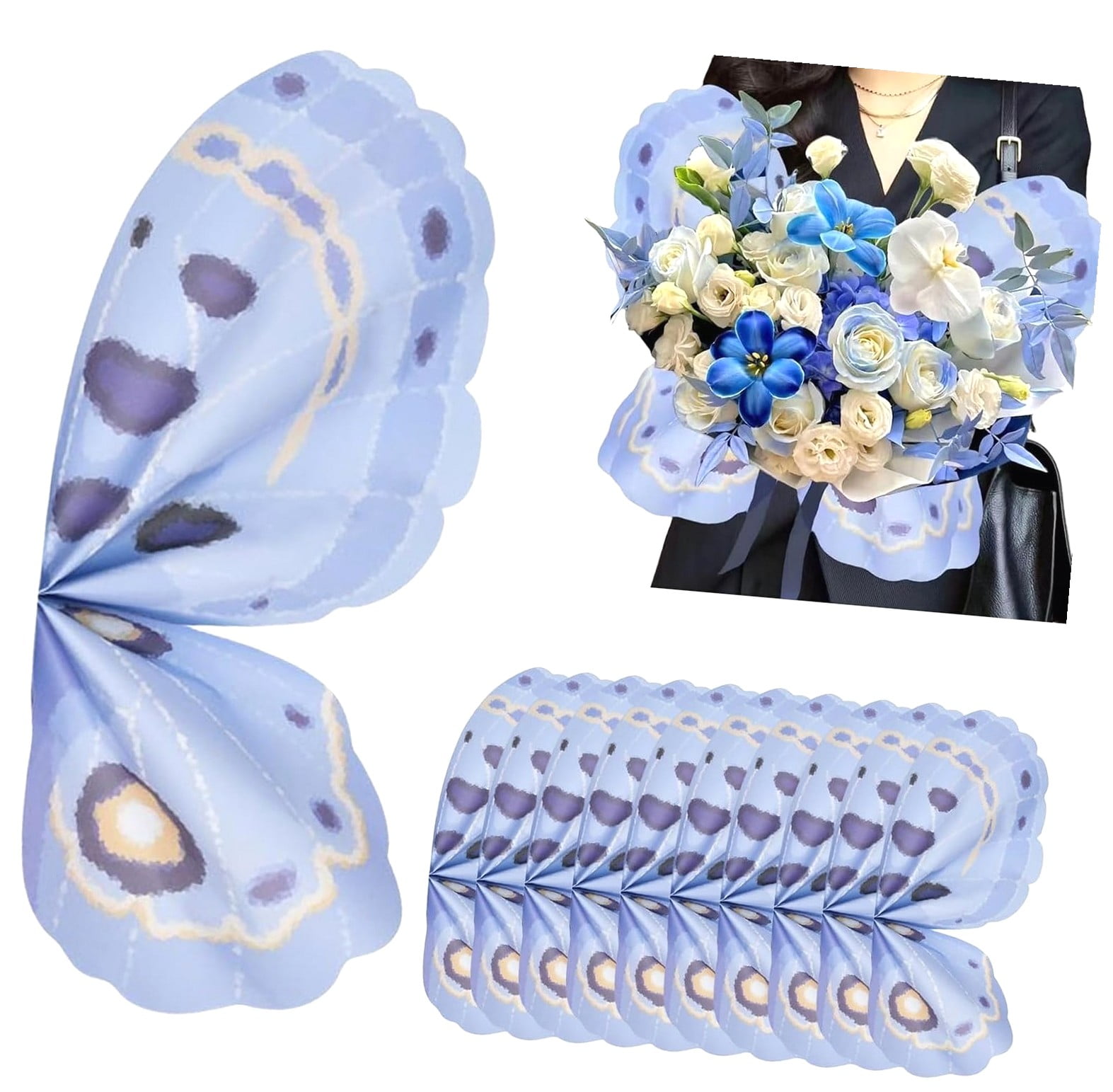 HYKE 20-Sheet Wrap Set - Double-Sided Floral Bouquet Packaging for ...