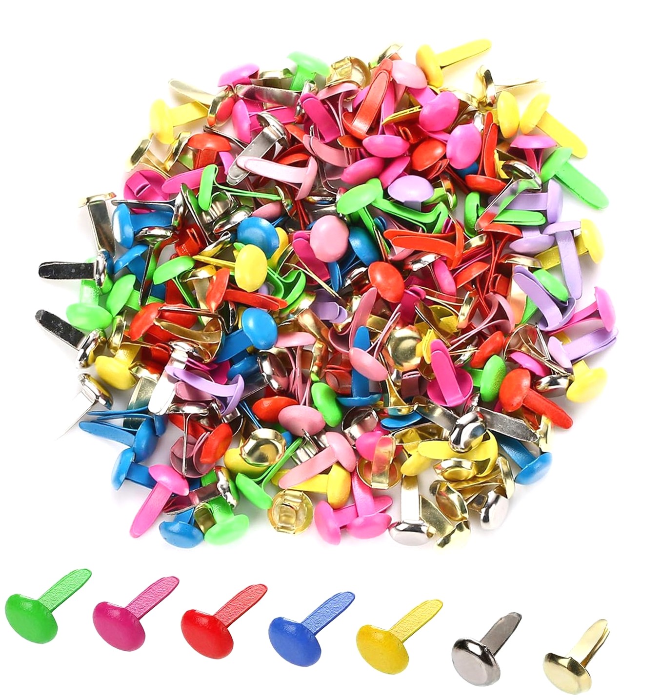 HYKE 200 Pcs Brads for Paper Crafts 0.3-0.55inch Brad Fasteners ...