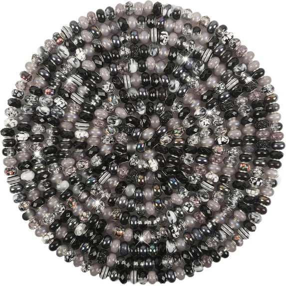 HYKE 200Pcs Large Hole Beads Spacer Beads Assorted European Craft Big ...