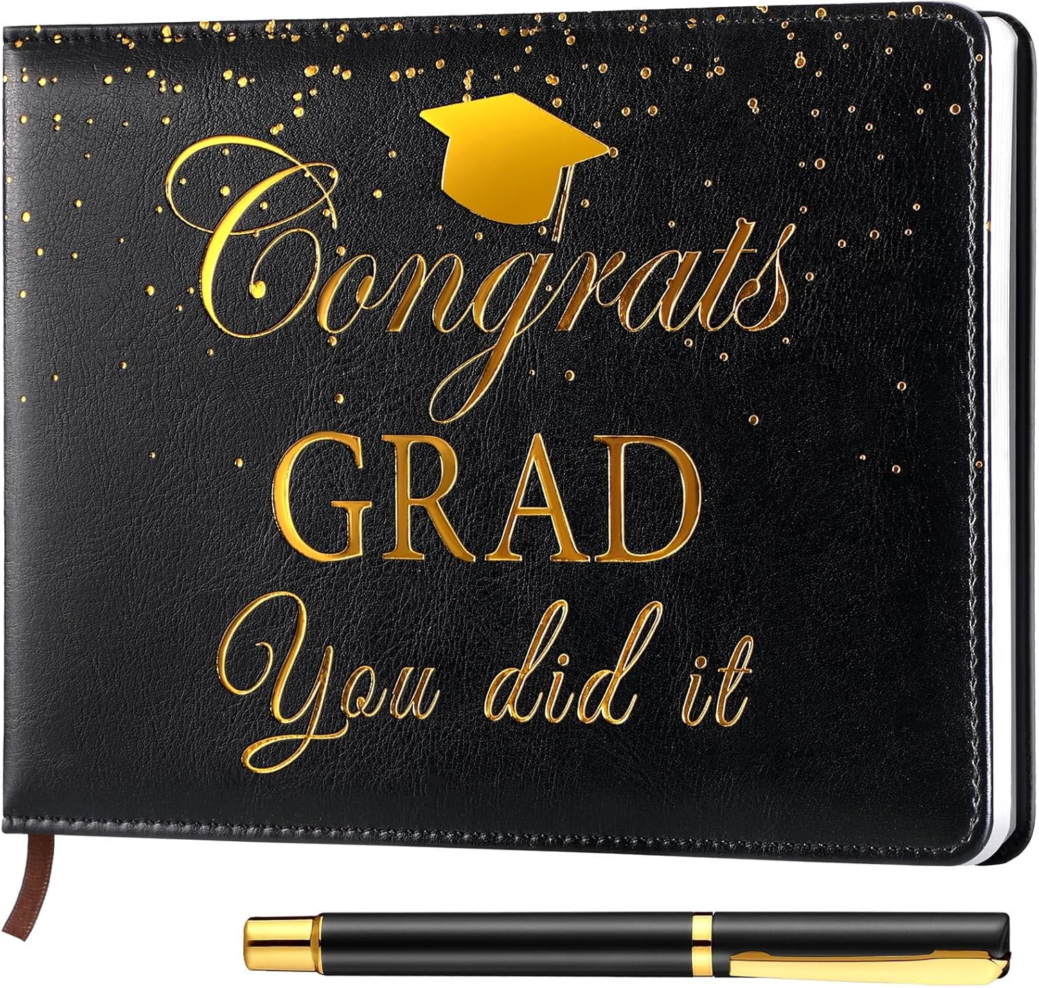 HYKE 2025 Graduation Guest Book Leather Guest Sign in Book with Pen ...
