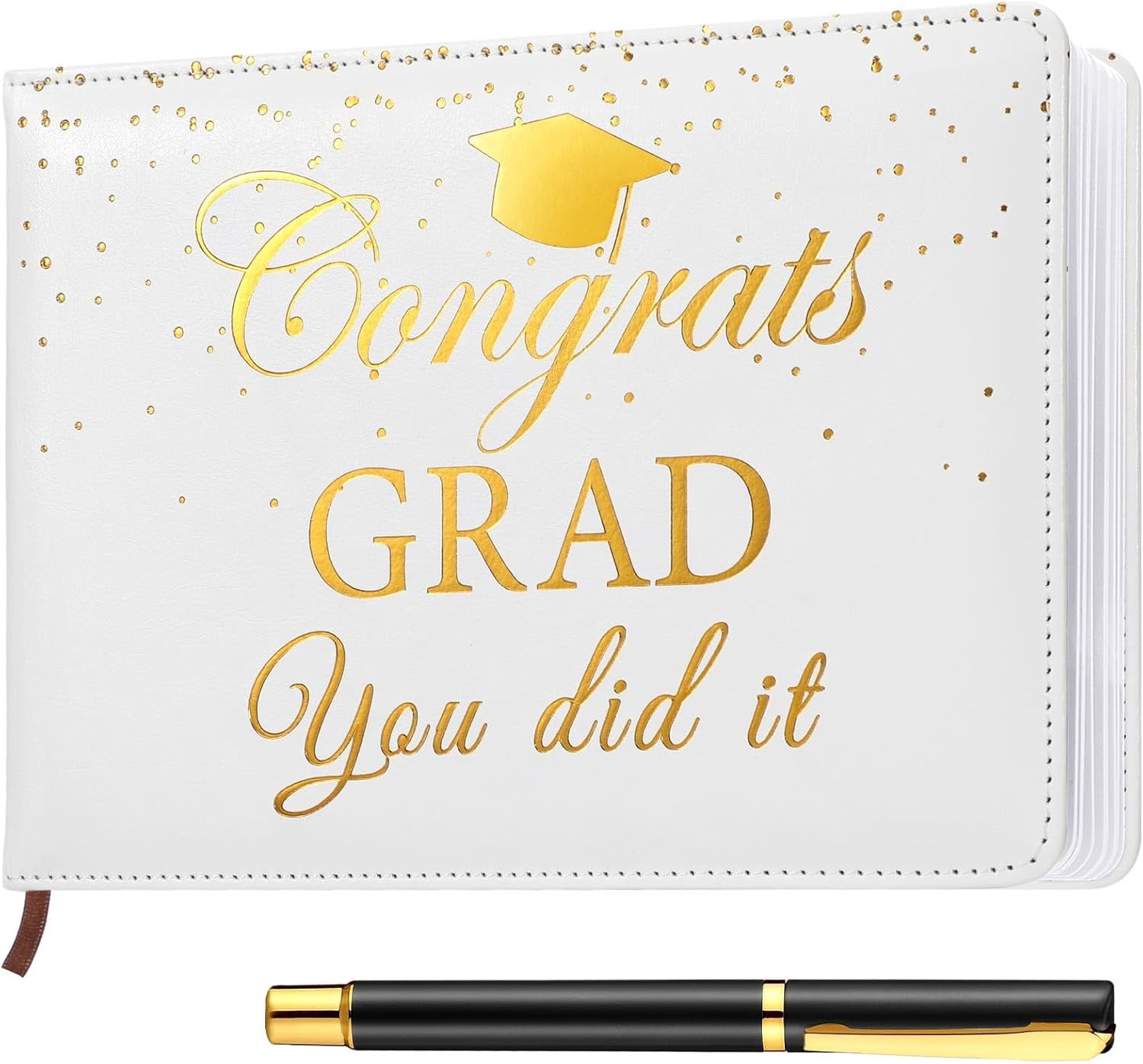 HYKE 2025 Graduation Guest Book Leather Guest Sign in Book with Pen ...