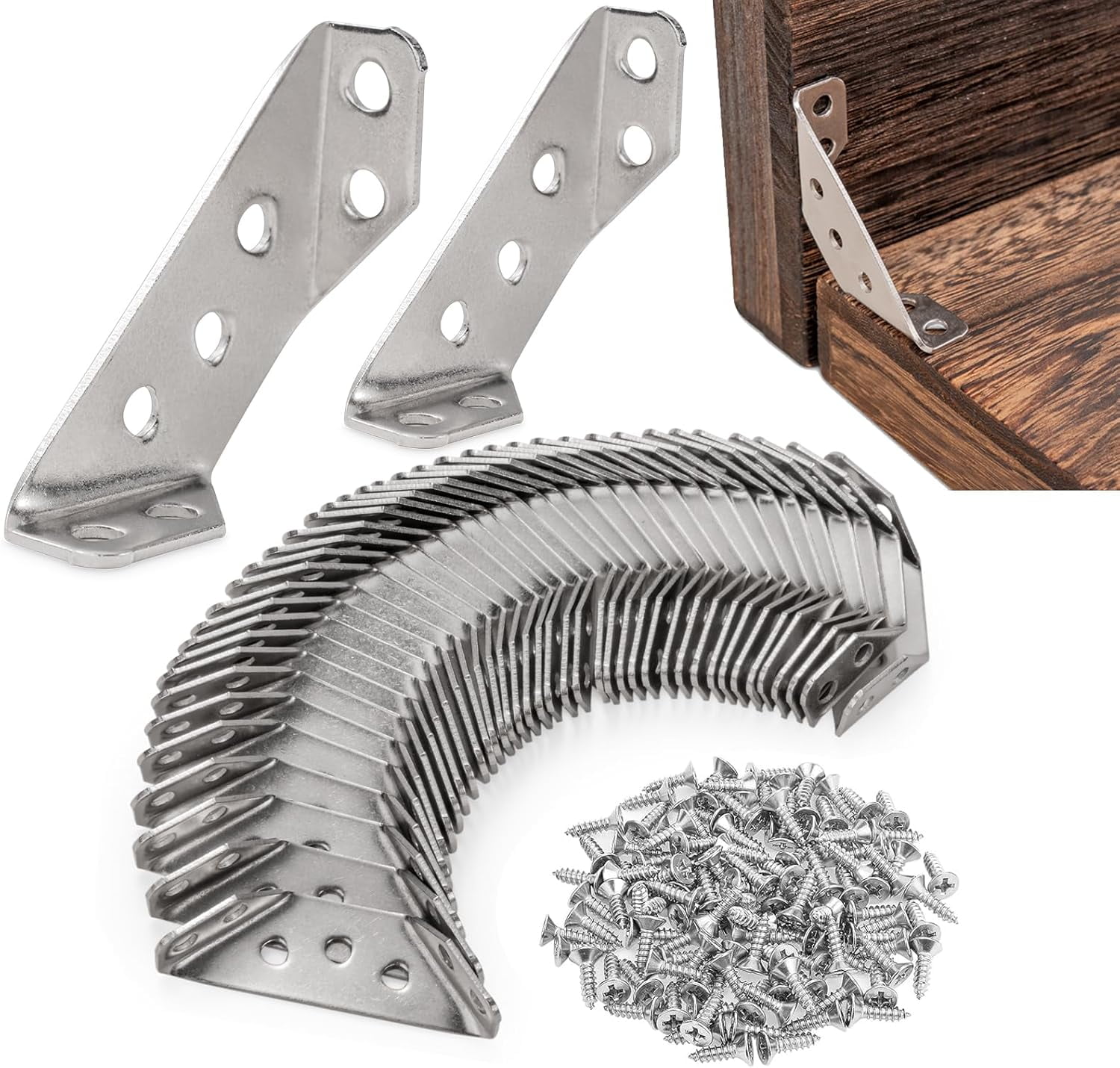 HYKE 20Pcs versal Furniture Corner Connector, Heavy Duty Stainless ...