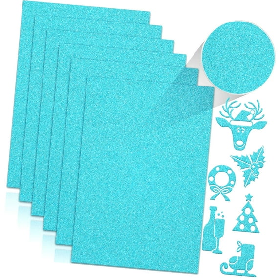 HYKE 24 Light Blue Glitter Cardstock Paper, Sparkly Paper for Scrapbook ...