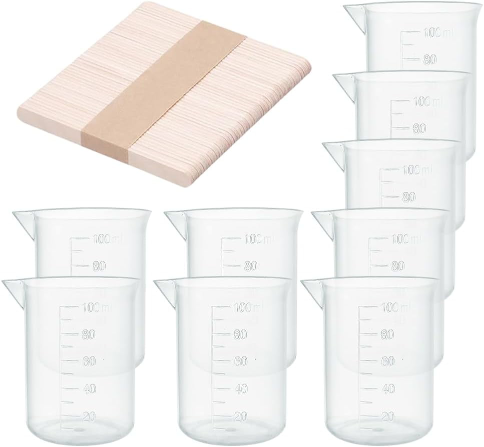HYKE 24 Pcs 100ml Plastic Measuring Cups Lab Graduated Beakers Clear ...