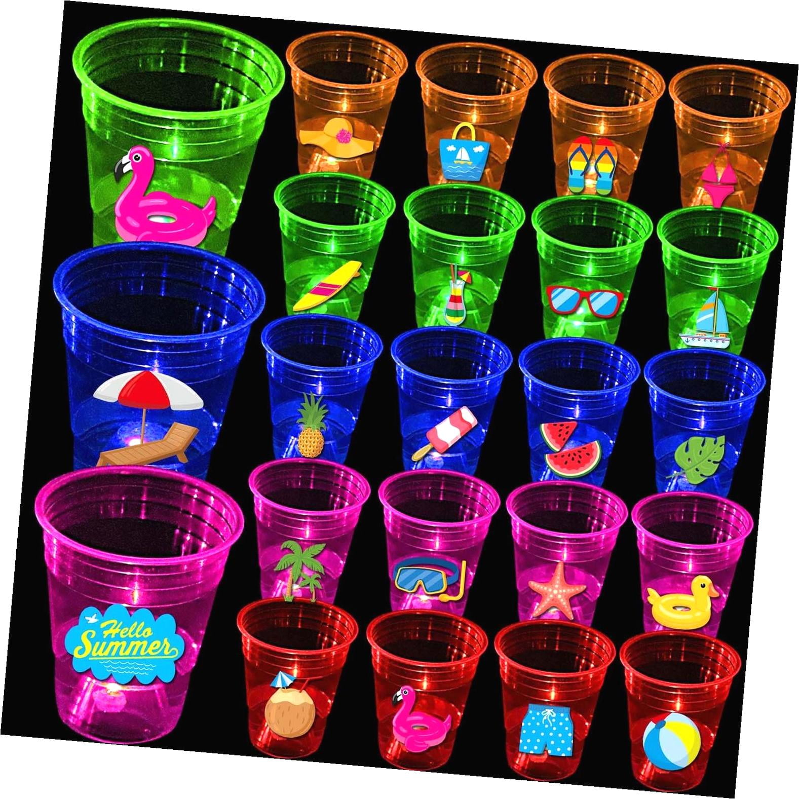 HYKE 24 Pcs Beach Party Decorations, Summer Glow Pool Cups, Tropical ...