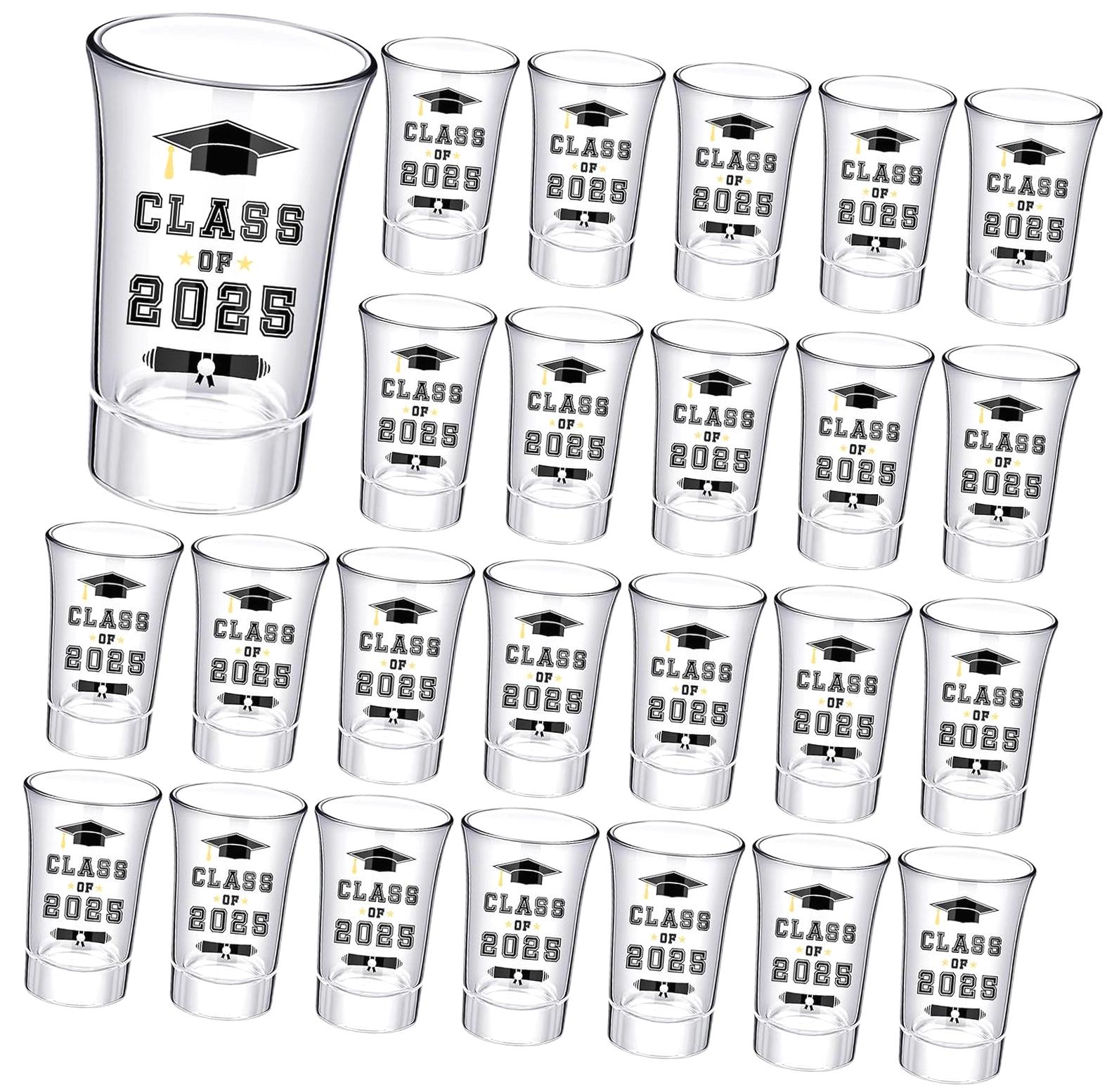 HYKE 24 Pcs Graduation 2025 Shot Glass 1.6 oz Clear Shot Glasses ...