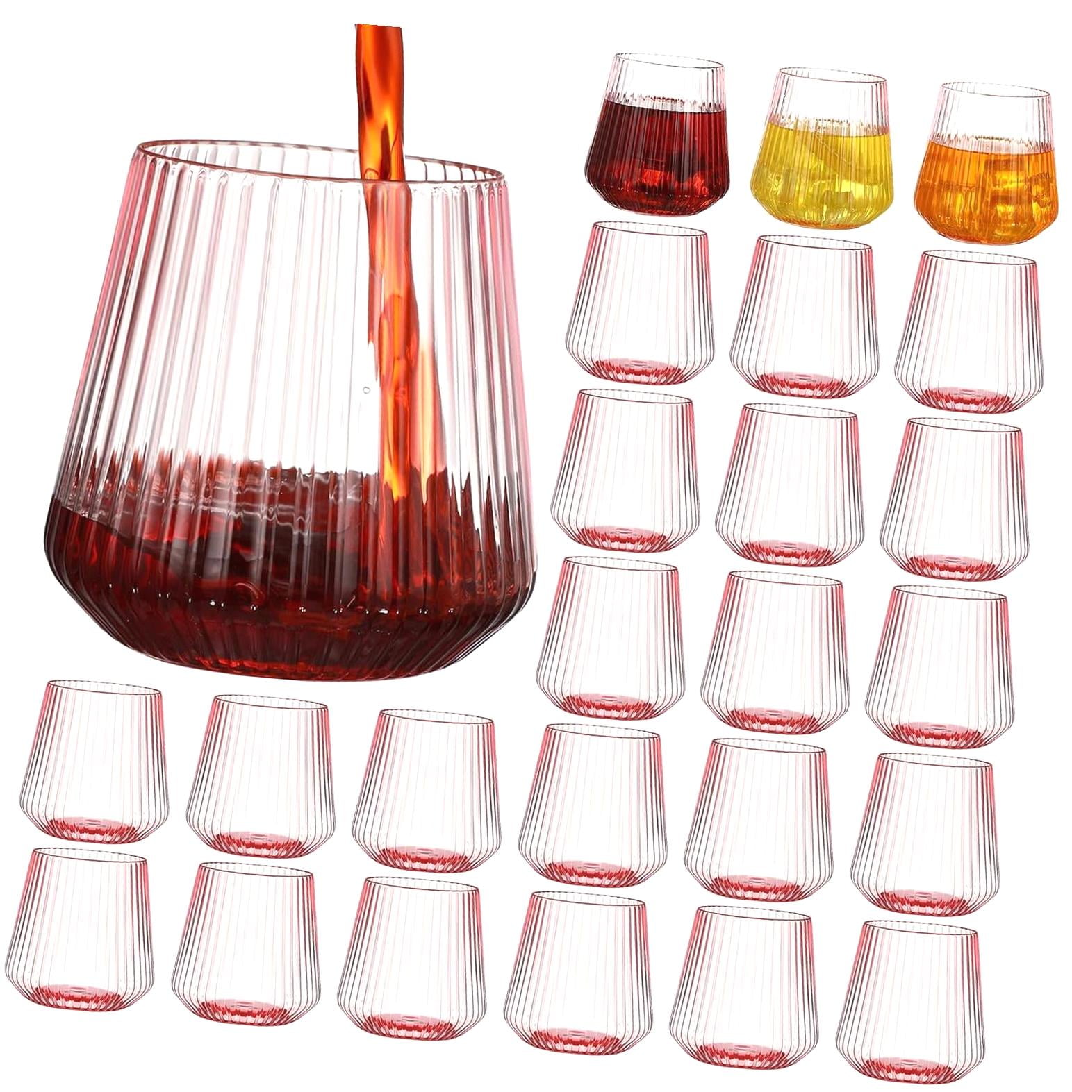 HYKE 24 Piece 12 oz Ripple Plastic Textured Glasses Shatterproof ...