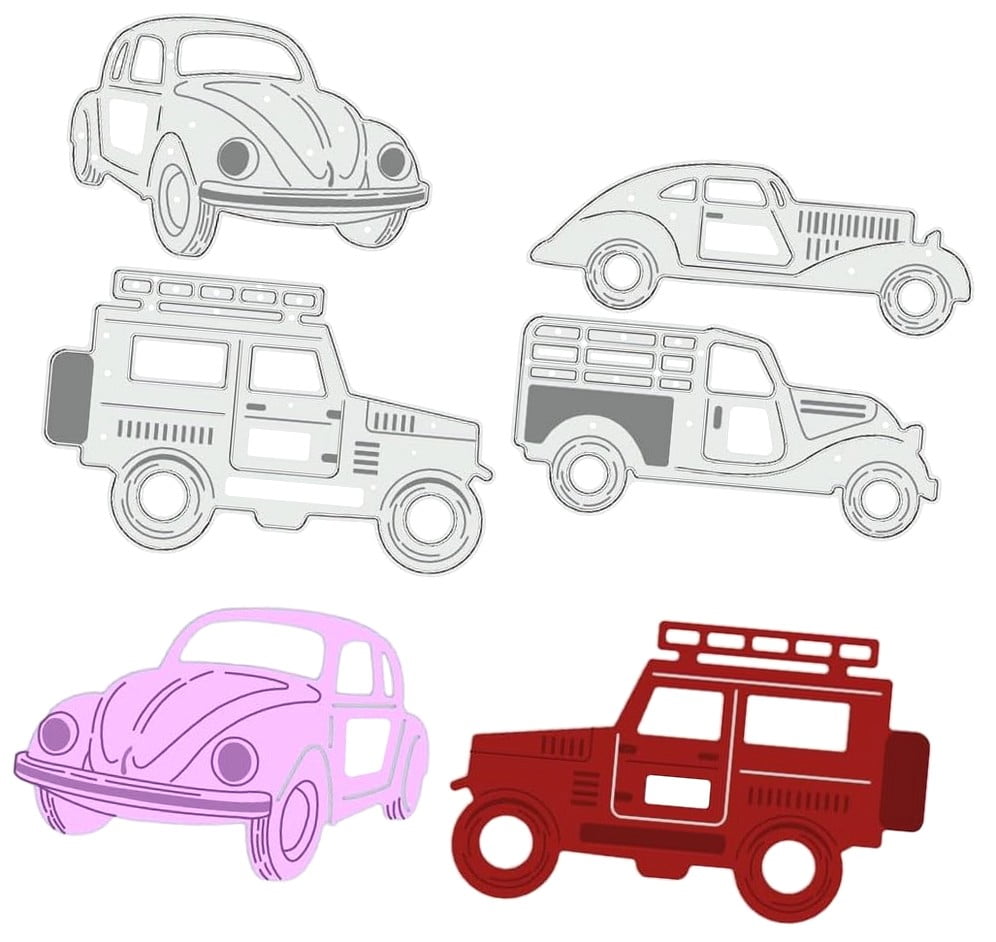 HYKE 2PCS 4 Styles Car Stencil Metal Template Molds, Car Embossing Die ...