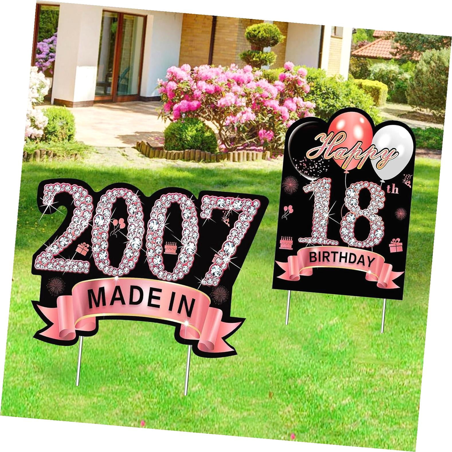 HYKE 2Pcs Rose 18th Birthday Yard Sign Decoration for Girls, Happy 18th ...