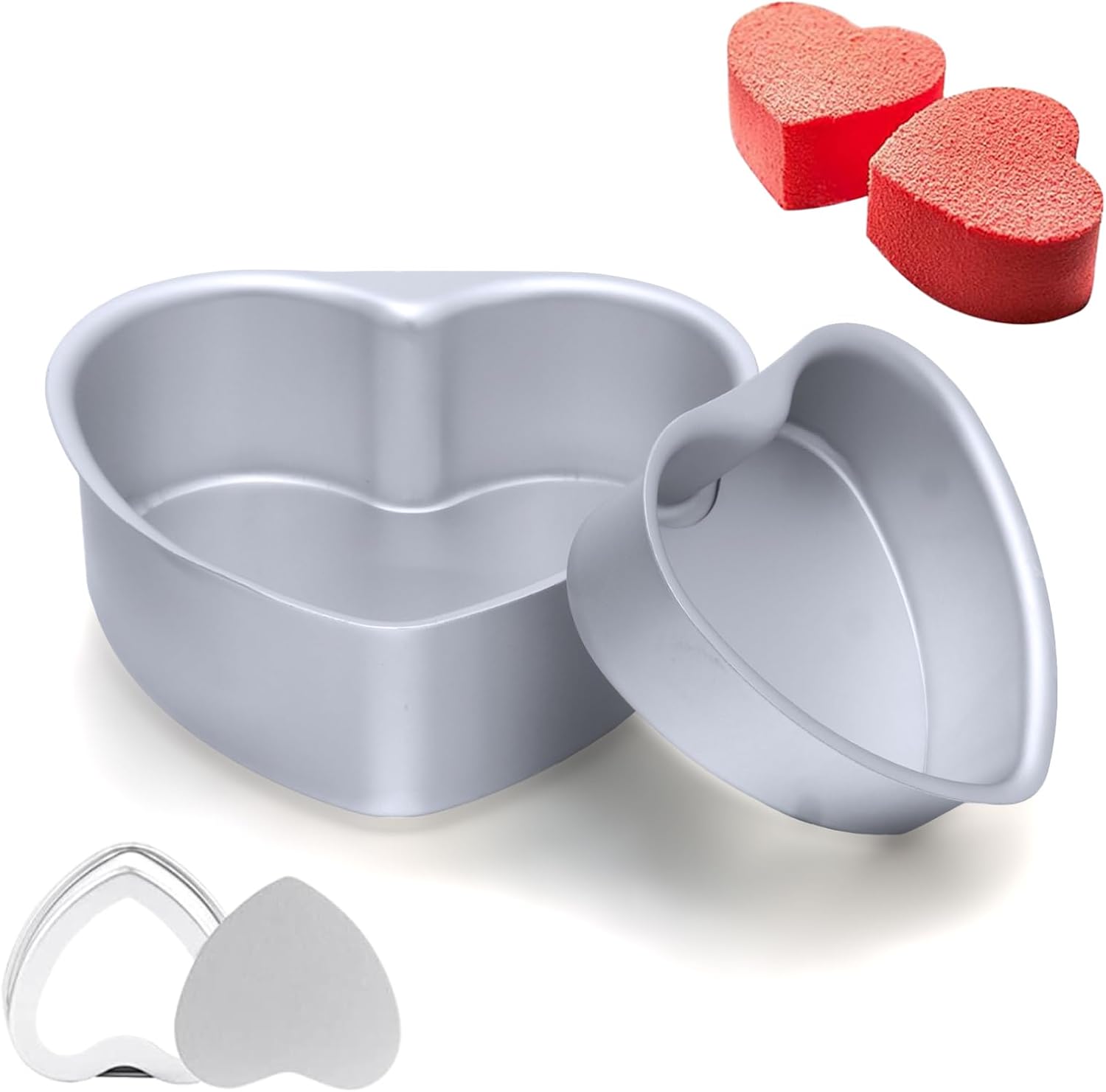 HYKE 2pcs Heart Shaped Cake Pan with Removable Bm, 4 inch & 6 inch ...