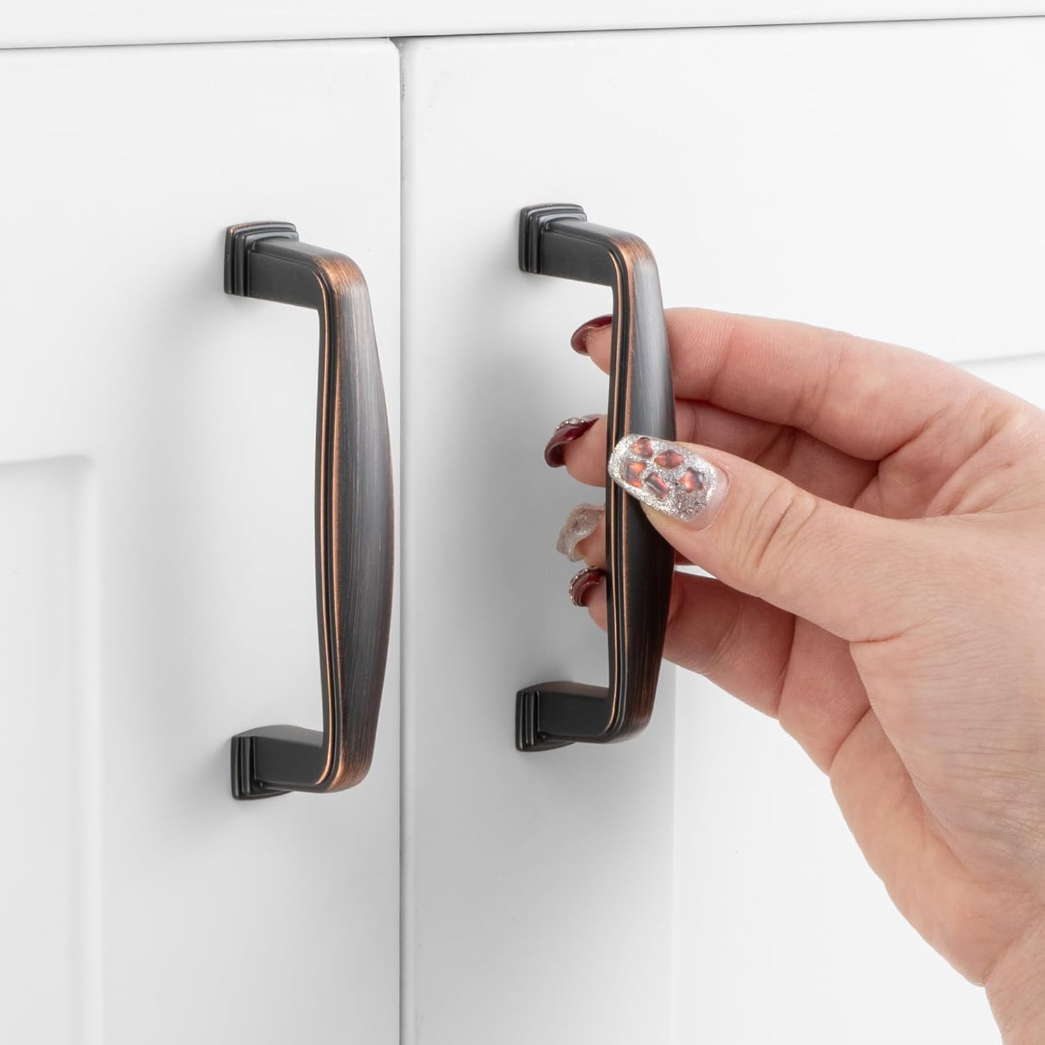 HYKE 3 Inch Hole Centers, Oil Rubbed Bronze Sted Kitchen Cabinet Pull Handle ZP2402 | Pack of 10 ...