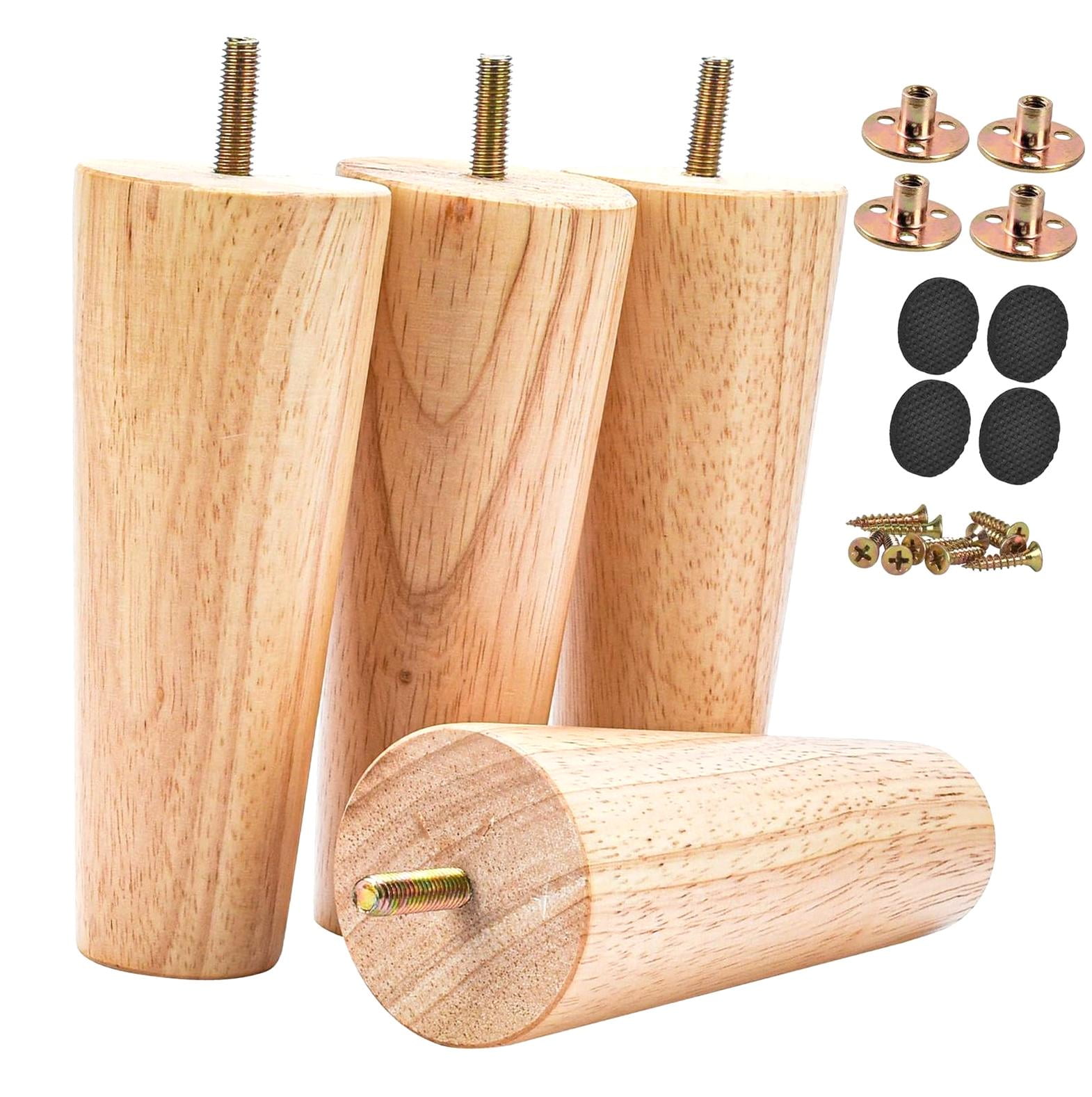 HYKE 3 Inch Solid Wood Furniture Supports, 4 Pieces Mid-Century Wooden ...