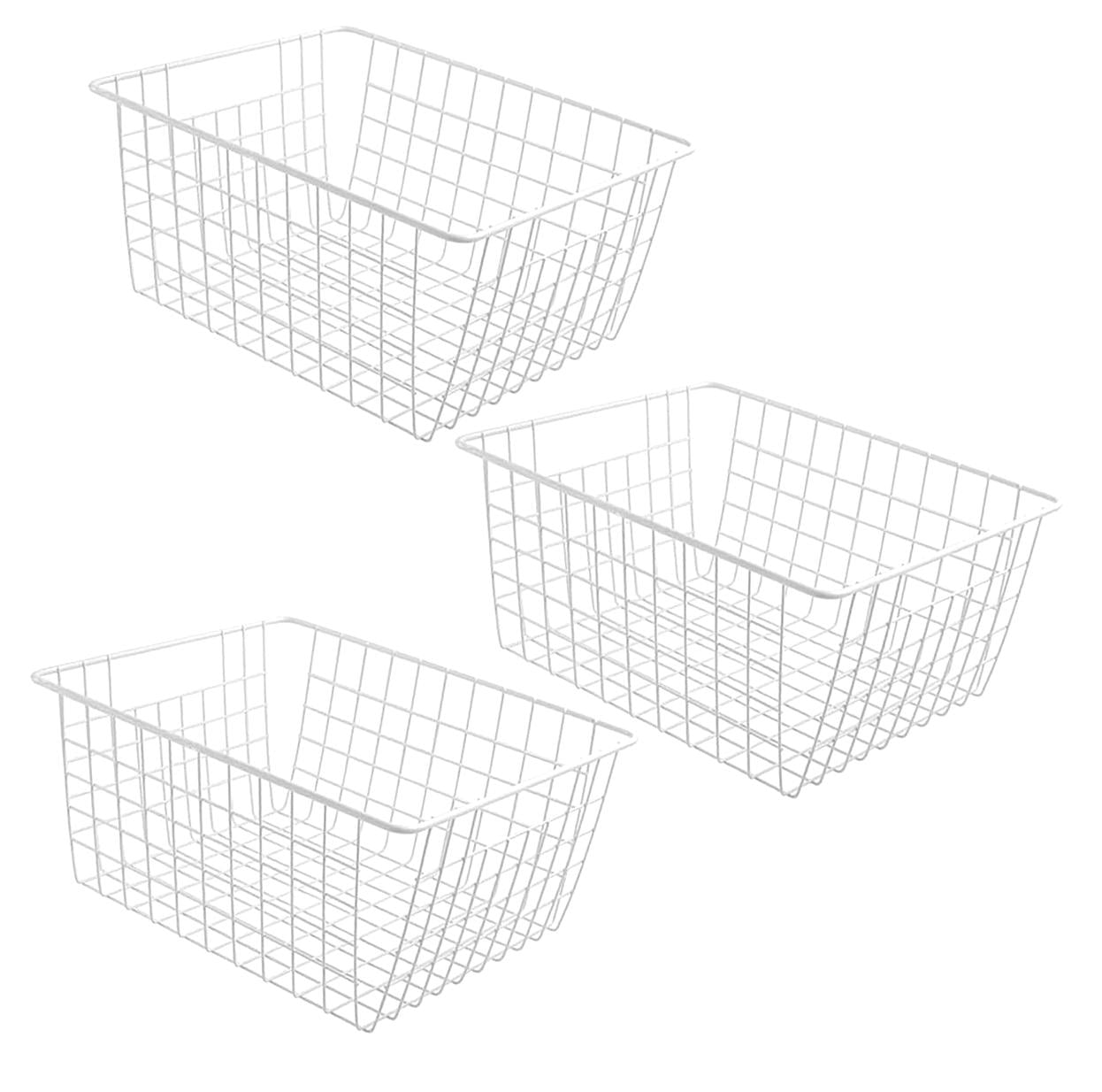 HYKE 3 Pack Freezer White Wire Baskets for Organizing Office Wire ...