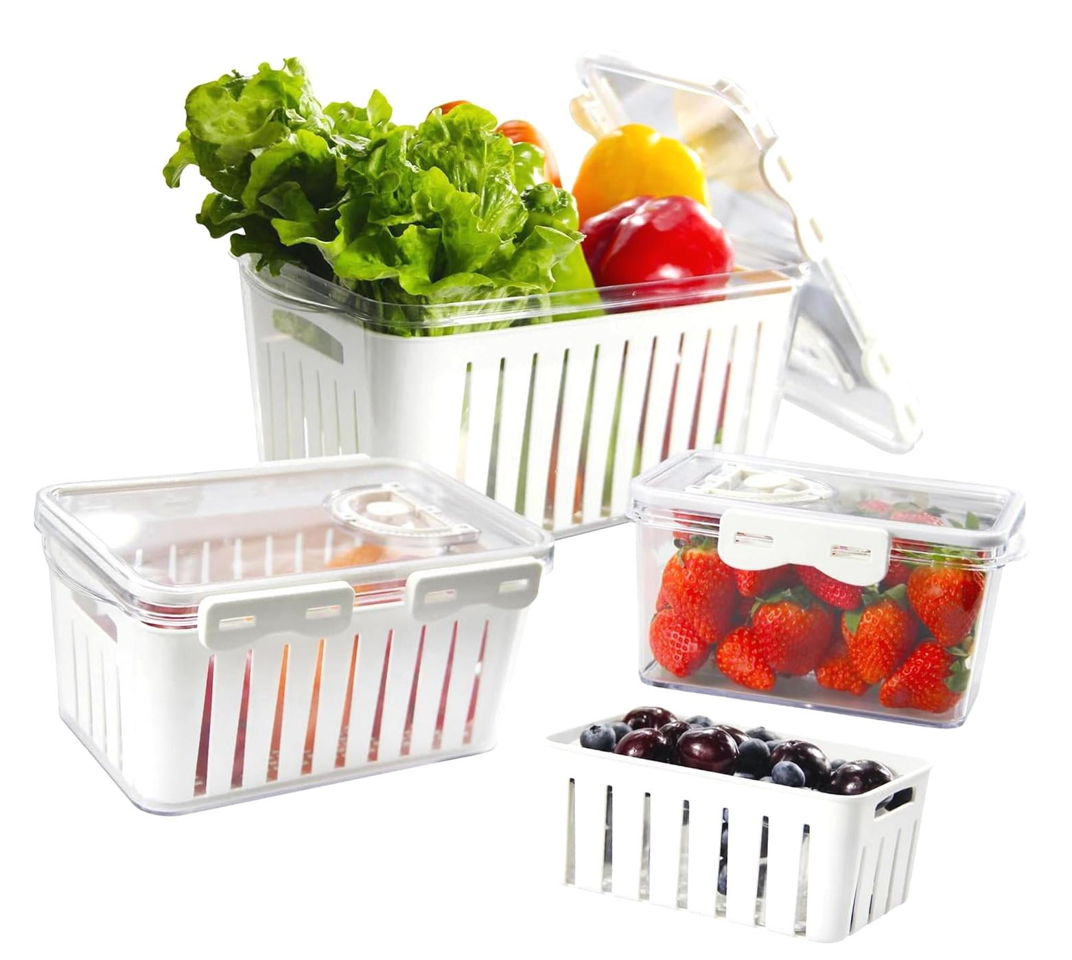 HYKE 3-Pack Fridge Vegetable and Fruit Storage Containers, Creative ...