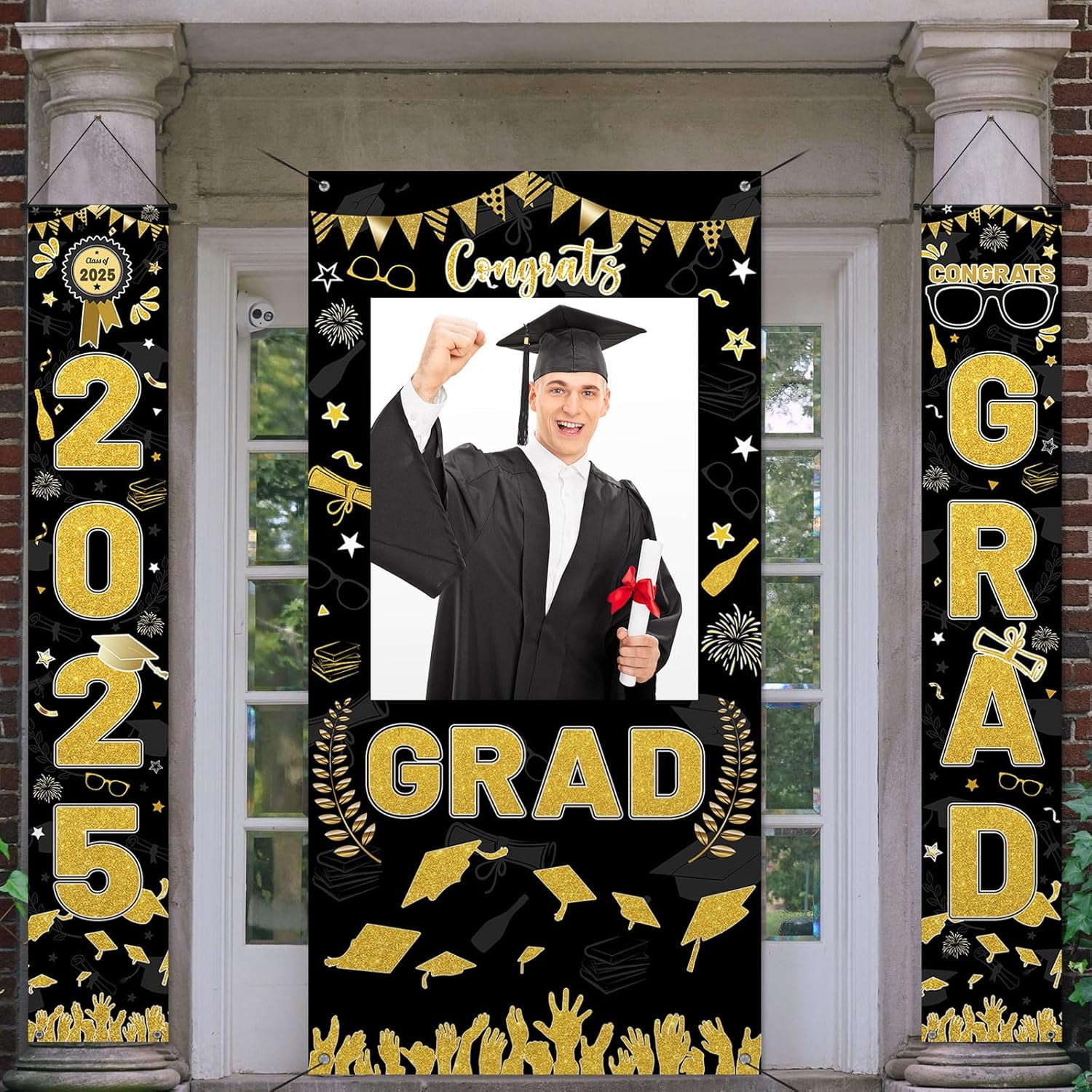 HYKE 3 Pcs Graduation Door Banner with P Class of 2025 Congrat Grad ...