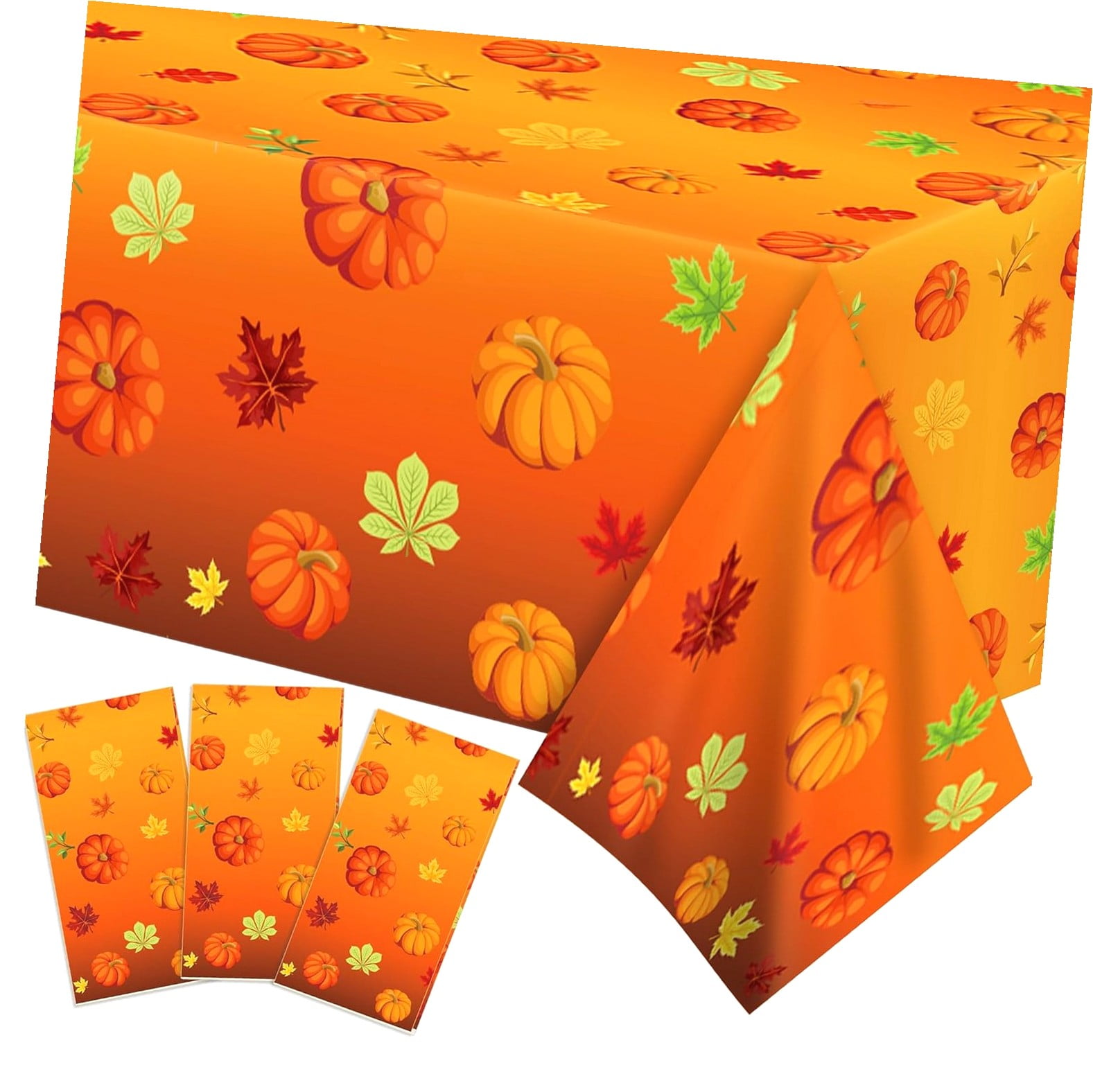 HYKE 3 Piece Fall Tablecloth Set Thanksgiving Tablecloth with Pumpkin ...