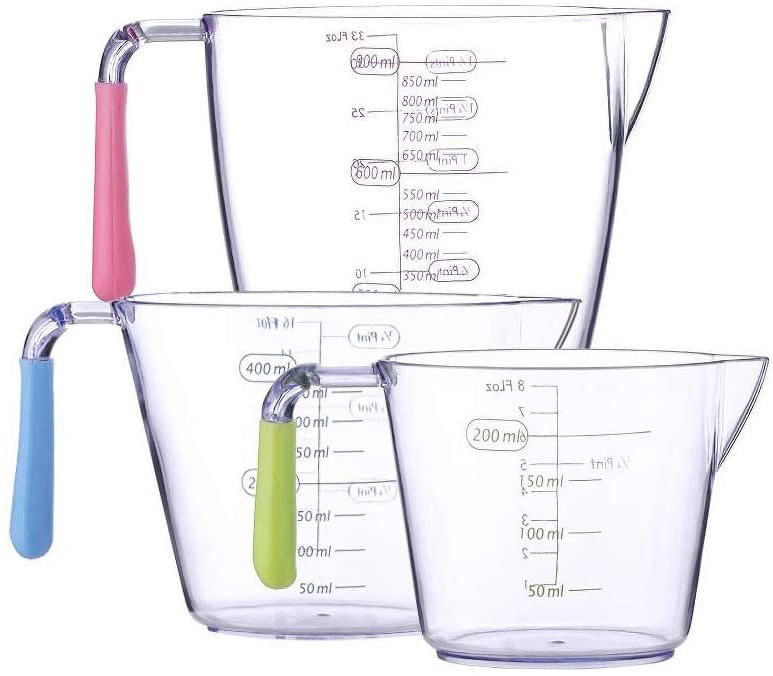 HYKE 3 Pieces Angled Measuring Cups Plastic Luid Measuring Cup Small ...