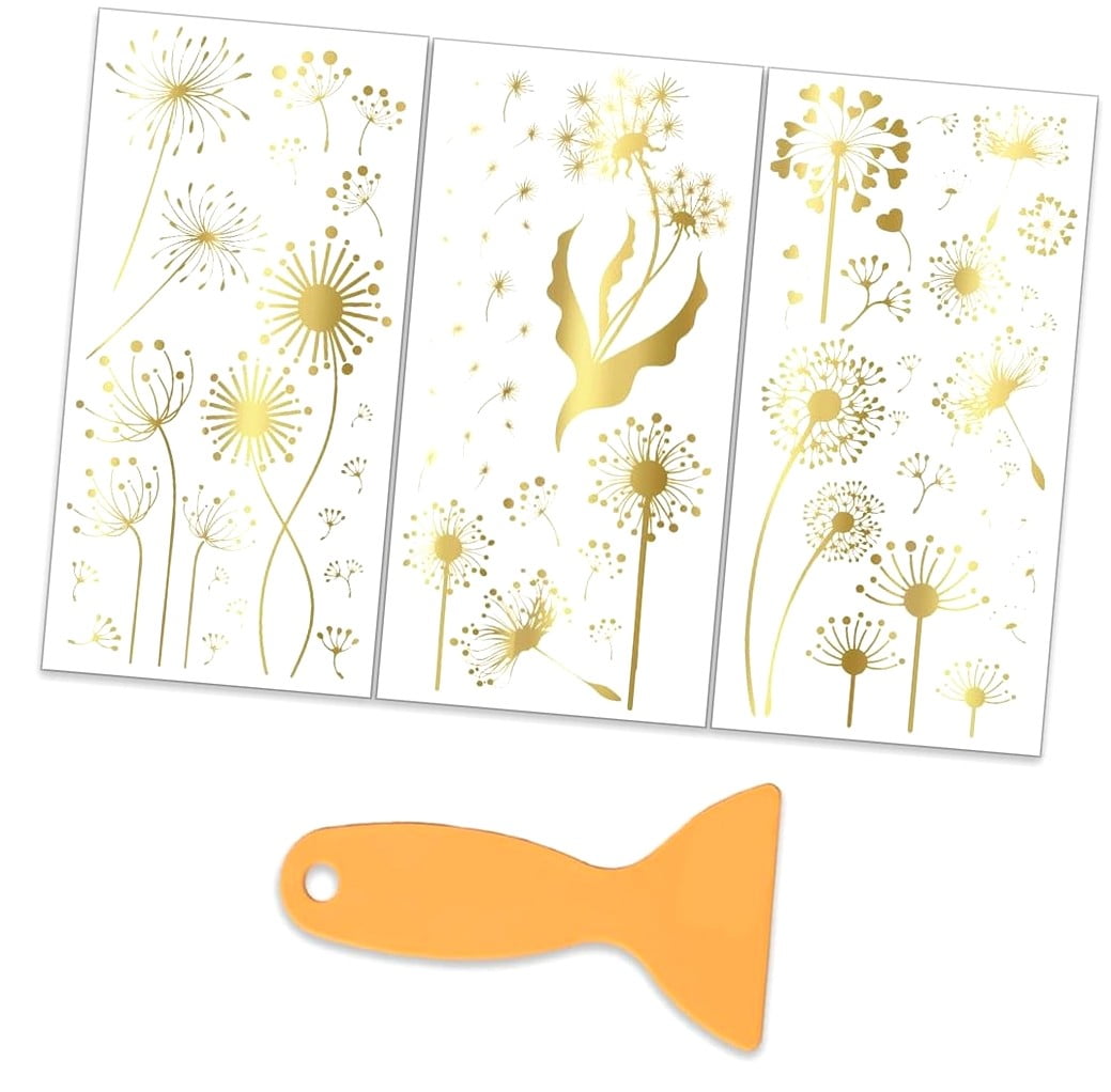 HYKE 3 Pieces/Set Golden Dandelion Transfers for Furniture and Crafts ...