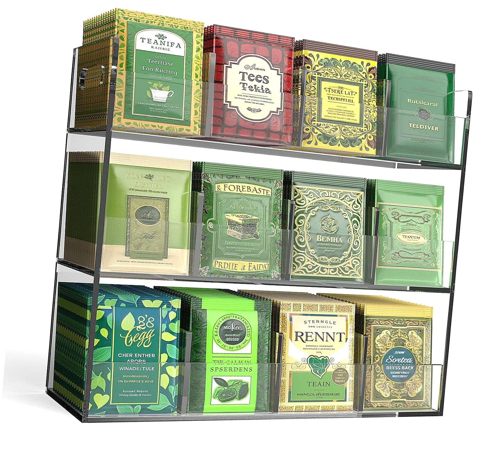 HYKE 3-Tier Acrylic Tea Bag Organizers and Storage Box, 12 Compartment ...