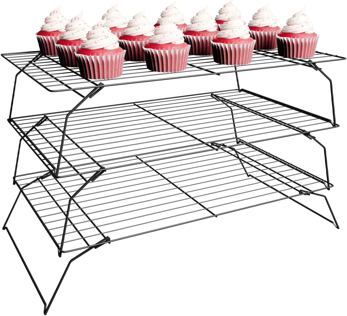 HYKE 3-Tier Cooling Rack for Coo with 100pcs Ba Paper, 16x10 inch Stackable Wire Rack for ...