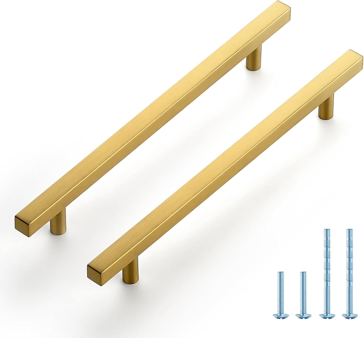 HYKE 30 Pack 7-1/2 Inch Brushed Brass Square Cabinet Handles Stainless ...