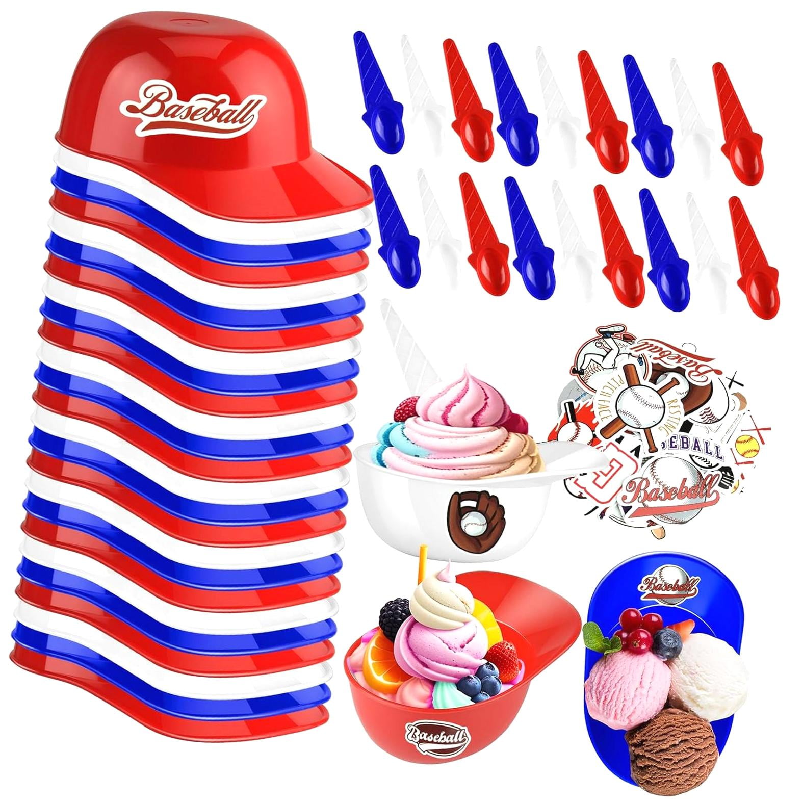 HYKE 30 Pack Baseball Helmet Ice Bowls with Scoop Ice Bowl Cups Snack ...