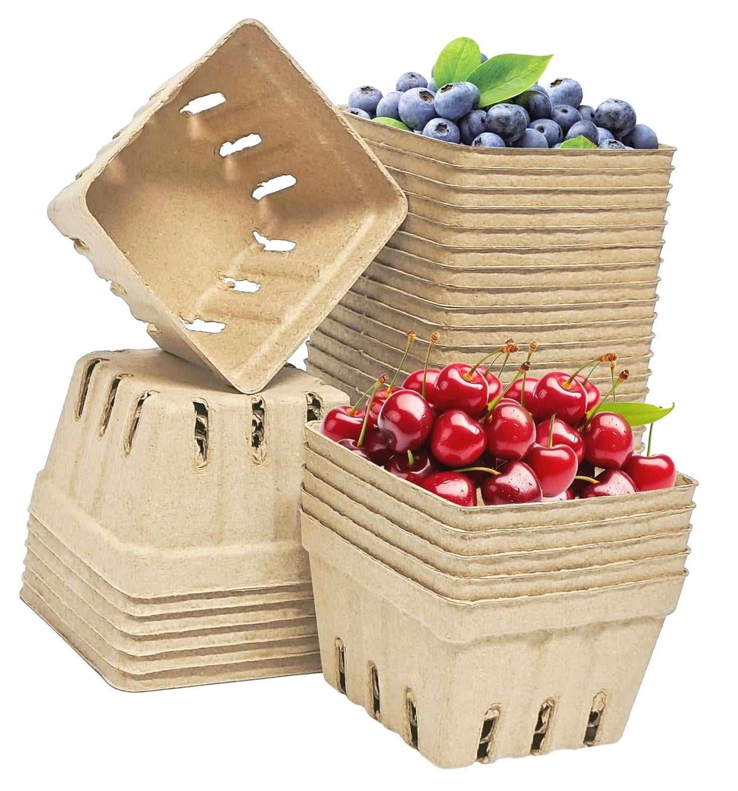 HYKE 30 Pcs Pulp Fiber Berry Basket Small Ventilated Berry Harvesting ...