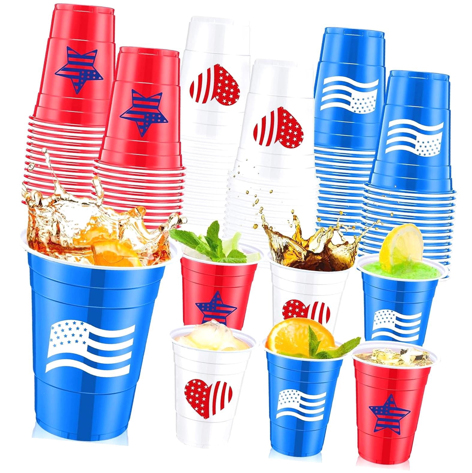 HYKE 30 Pieces 4th of July Plastic Cups 16oz, Patriotic American Flag ...