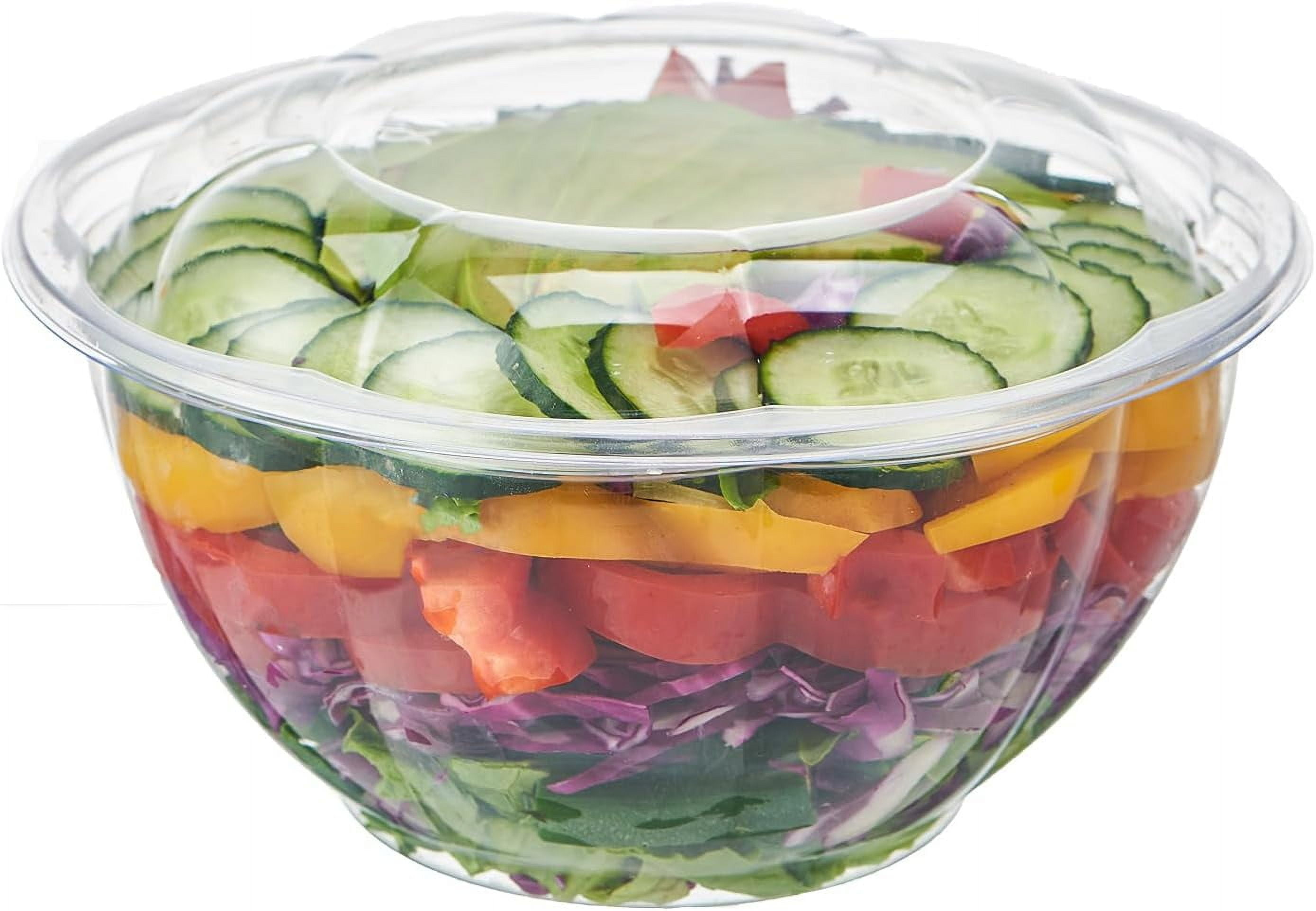 HYKE [32 oz. 150 Sets Clear Plastic Salad B with Airtight Lids ...