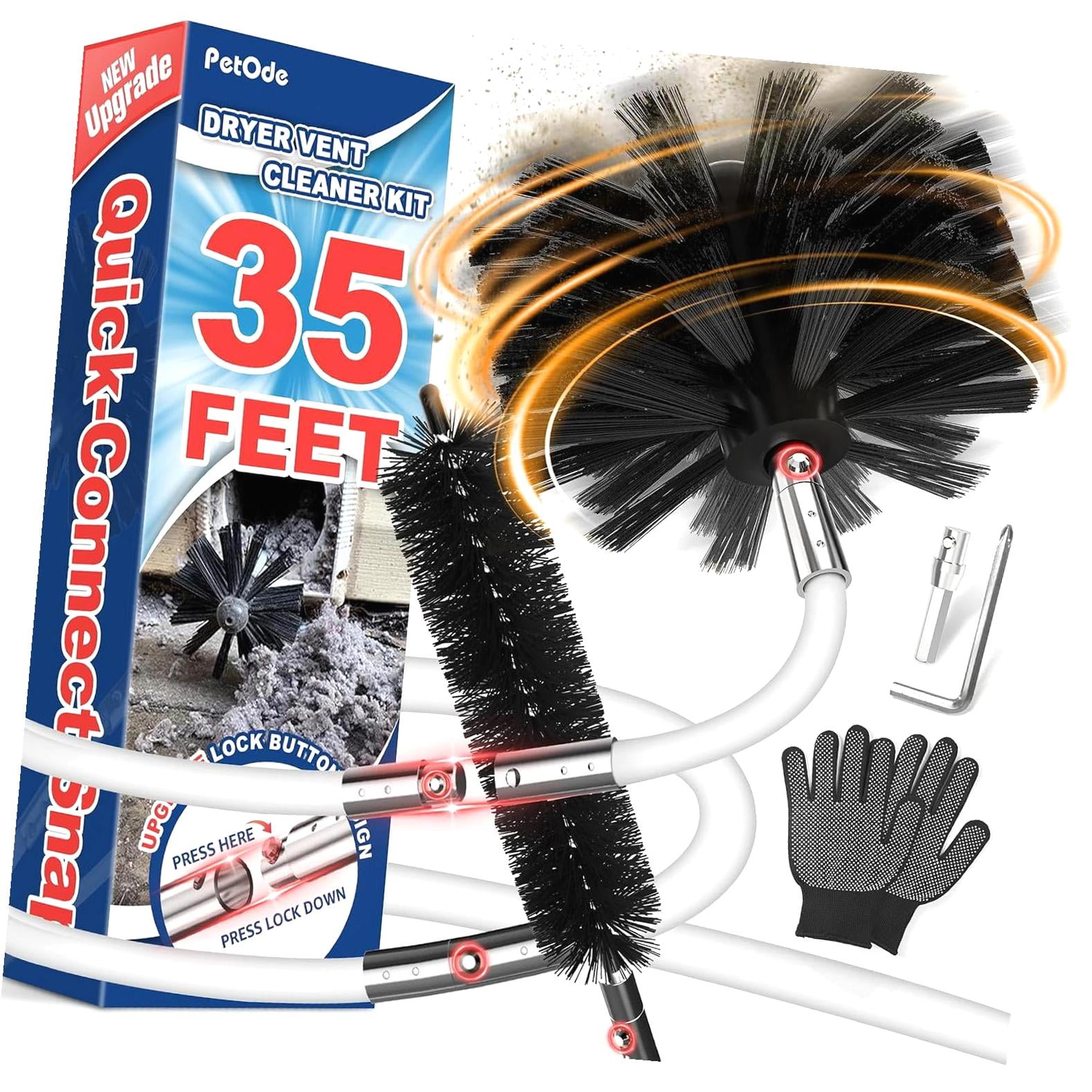 HYKE 35 Feet Dryer Vent Cleaner Kit, Lint Remover, Enhanced Flexible Quick-Snap with Drill ...