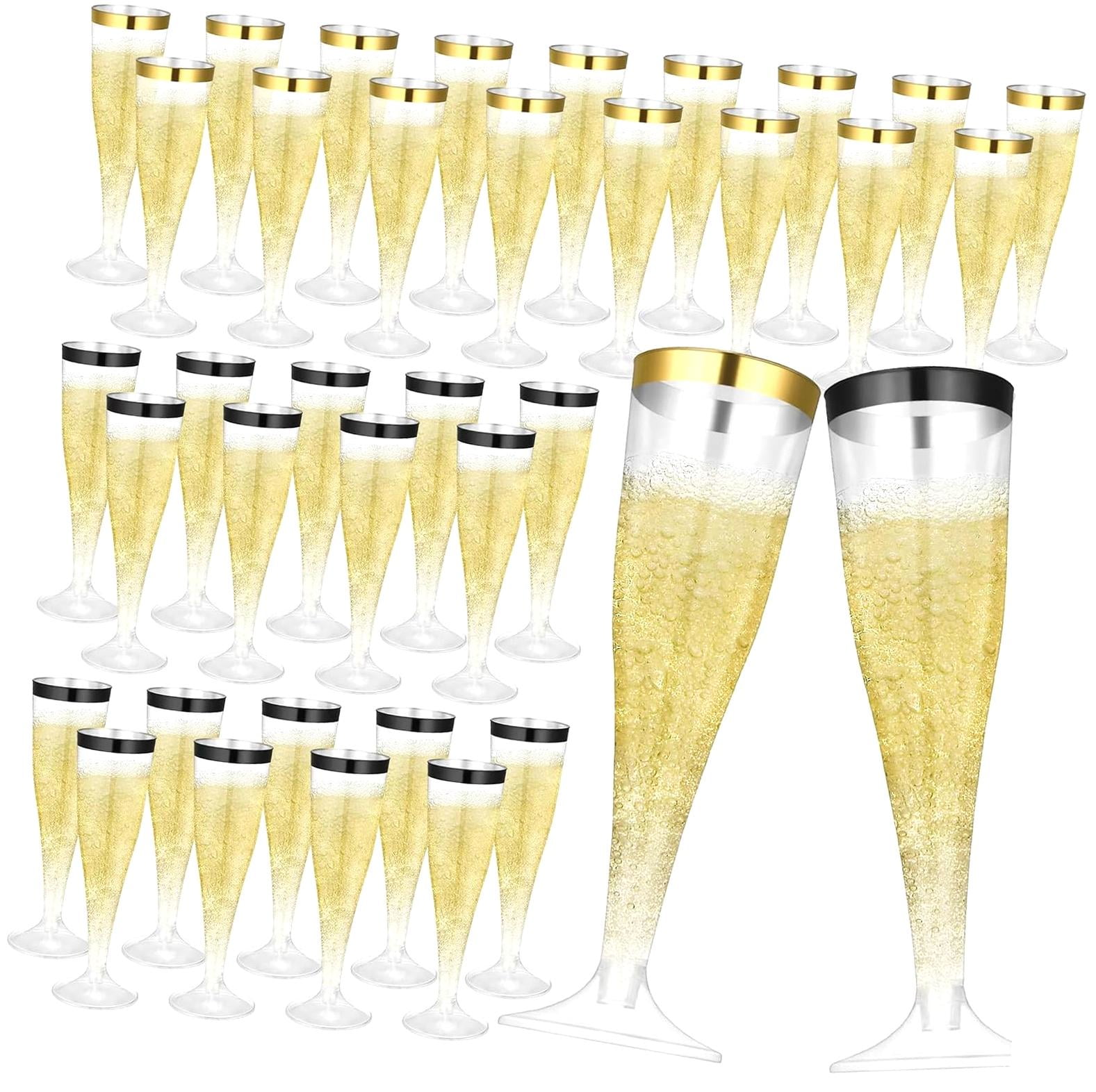 HYKE 36 Piece Plastic Flutes 4.5 oz Clear Toast Glasses Plastic ...